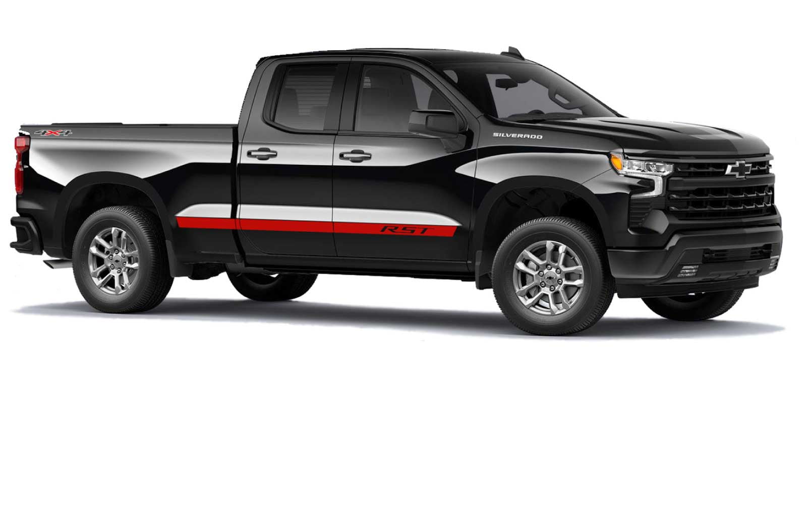 Chevy Silverado Red RST Crew Cab and Double Cab Body Side Decals 2019 ...