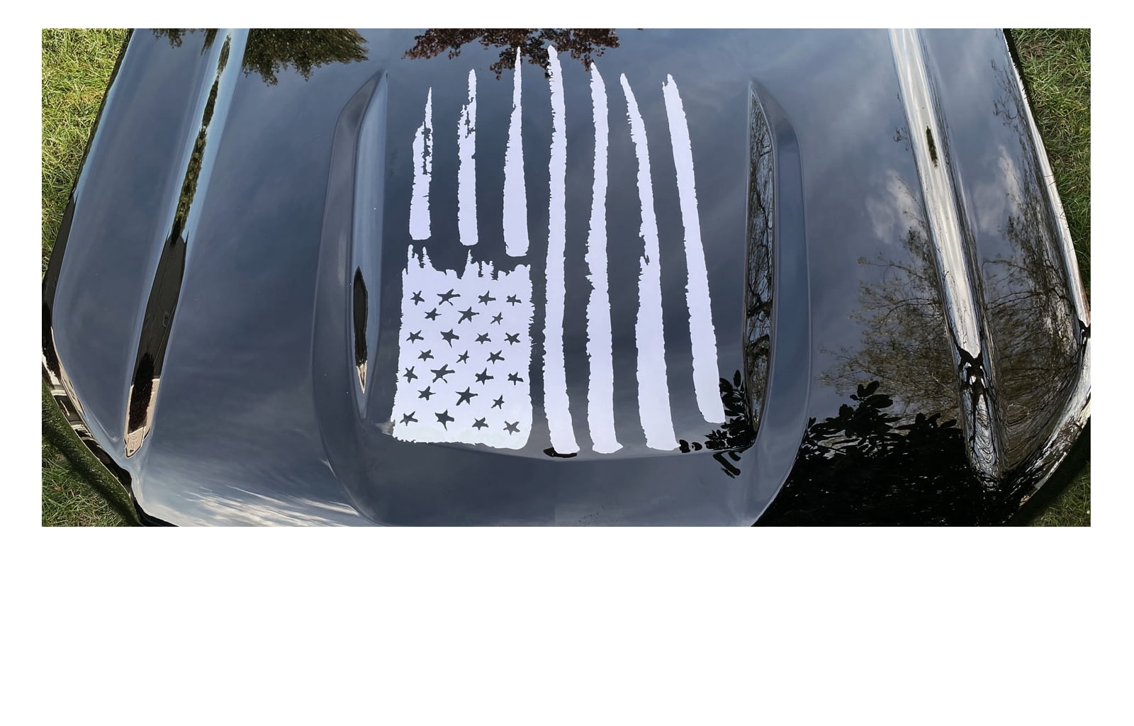 Chevy Silverado Silver Distressed Flag Hood Decal Graphic 2019-2026 ...