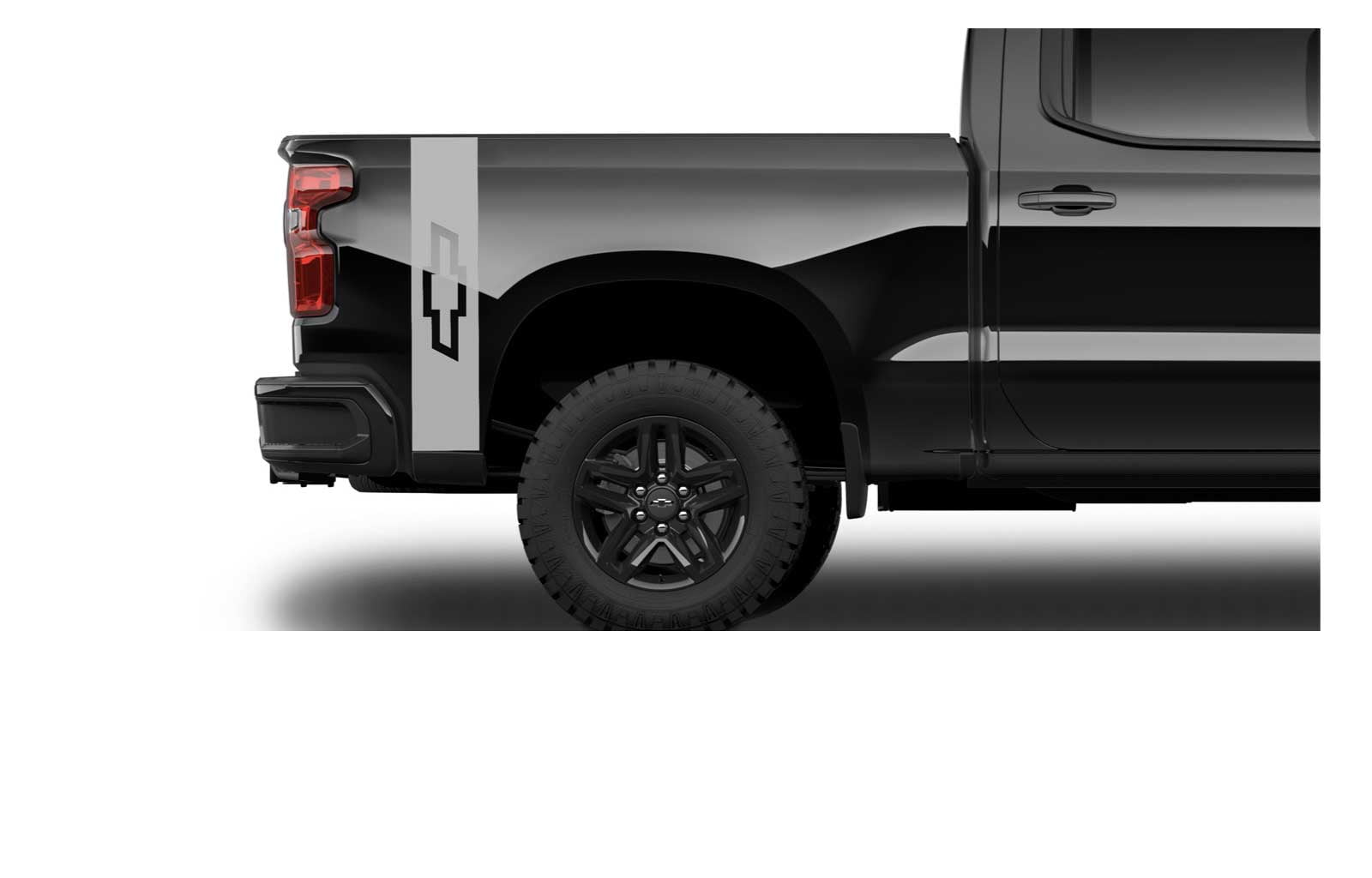 Chevy Silverado Silver Trail Boss RST Vertical Bowtie Rear Bedside ...