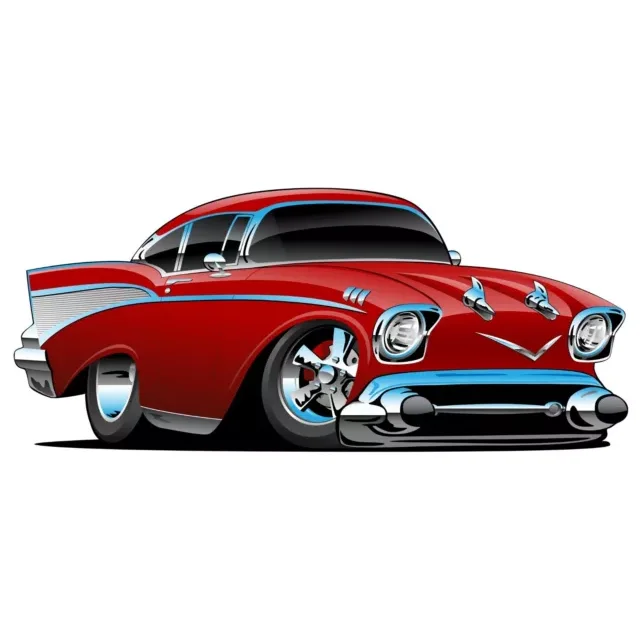 Chevy Sticker 57 Bel Air Hot Rod Cartoon Phone Decal Water Bottle ...