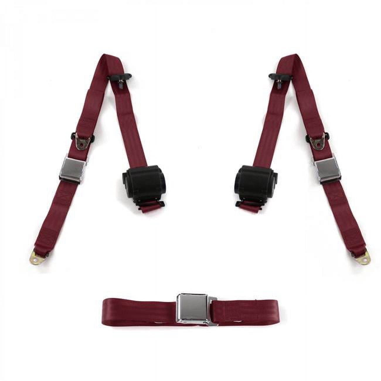 Chevy Truck 1955-1959 Airplane 3 Point Burgandy Retractable Bench Seat ...