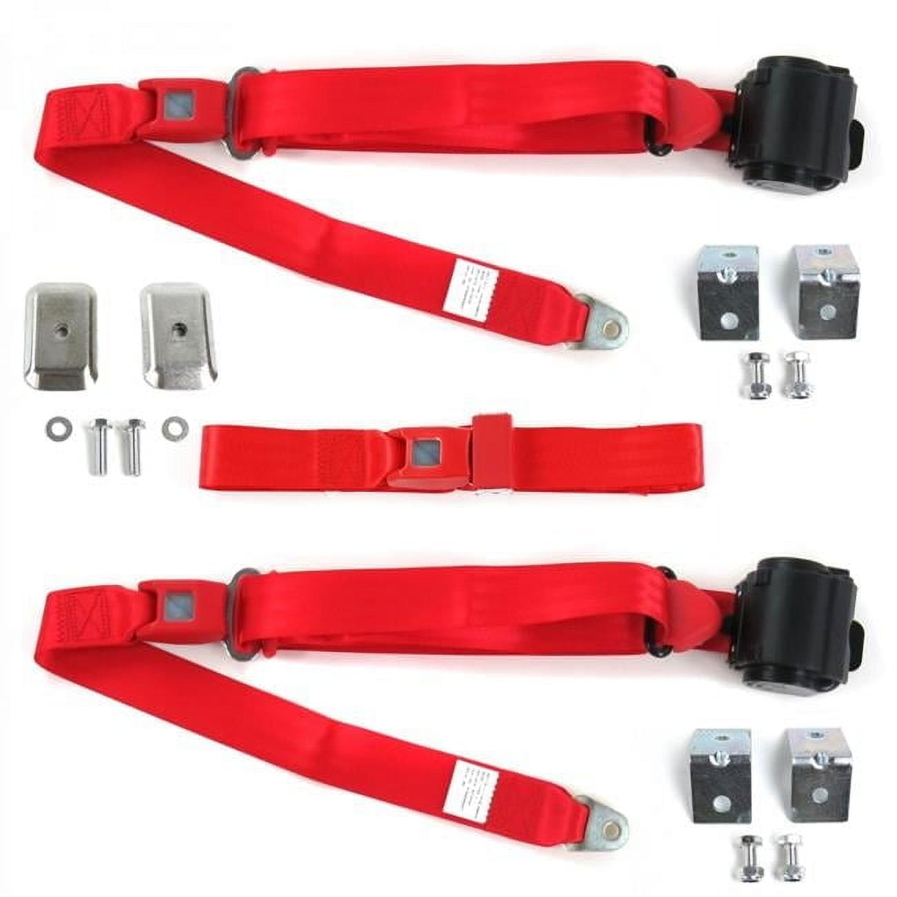 Chevy Truck 1973-1987 Standard 3 Point Red Retractable Bench Seat Belt ...