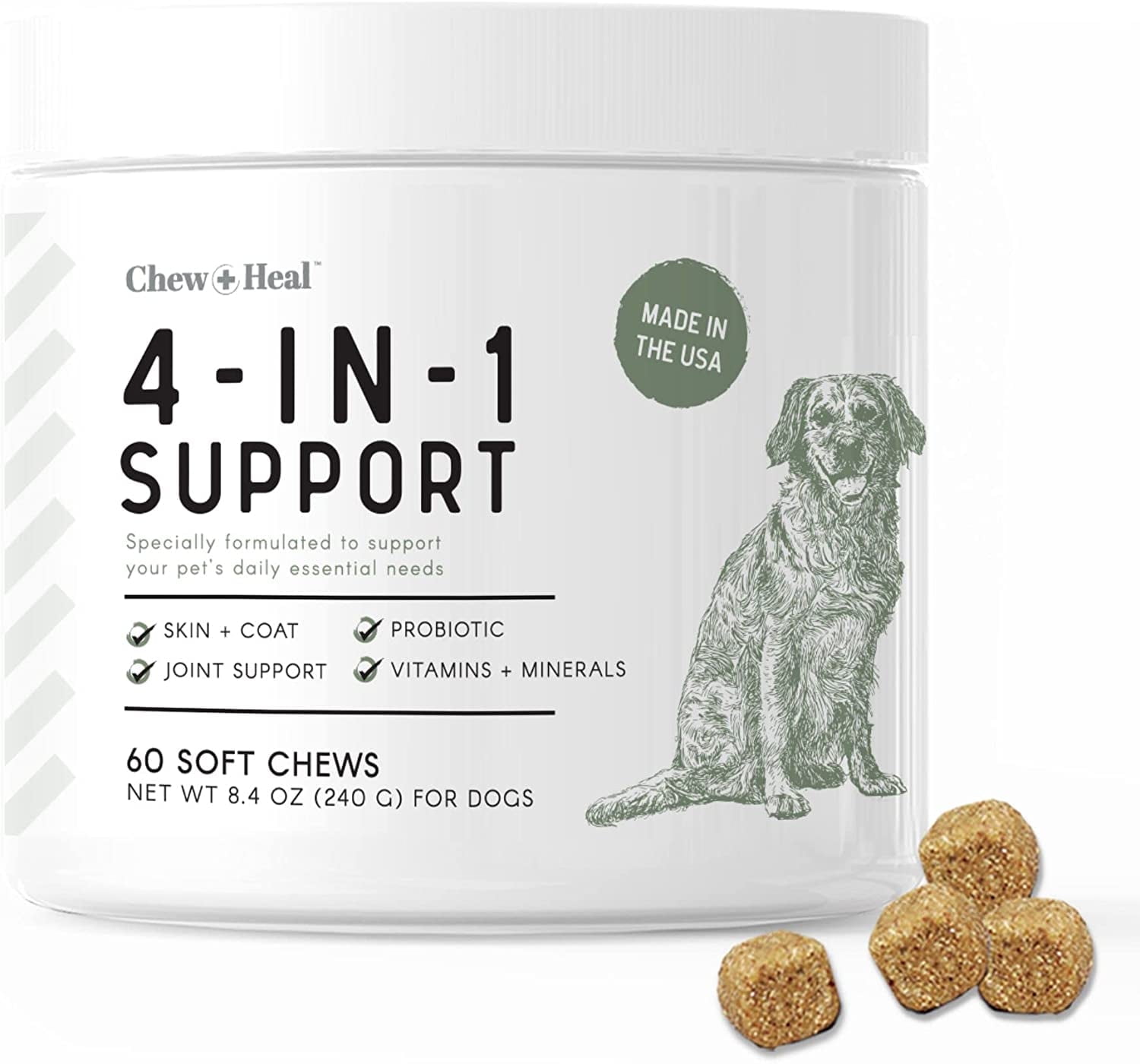 Chew + Heal All in 1 Dog Vitamin - 60 Soft Chew Treats - Chewable ...
