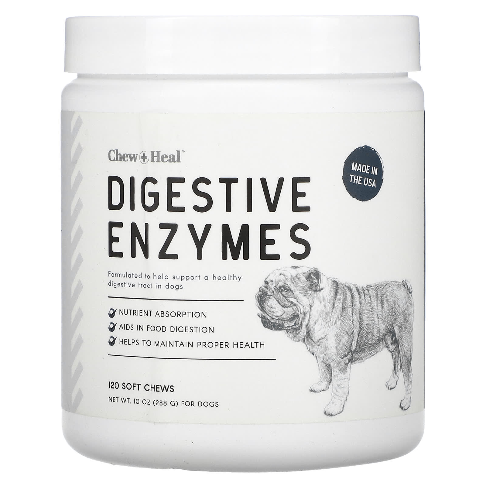 Chew + Heal, Digestive Enzymes, For Dogs, 120 Soft Chews, 10 oz (288 g ...