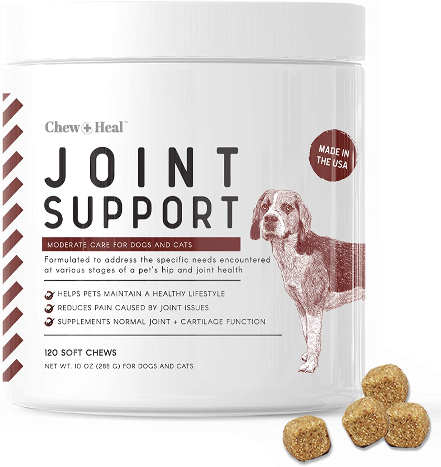 Chew & Heal Joint Support for Dogs & Cats - Arthritis Relief, 120 Chews ...