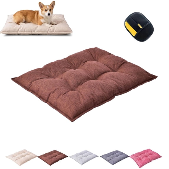 Chew Proof Dog Crate Bed, Reinforced Corner Kennel Pad, Washable Linen ...