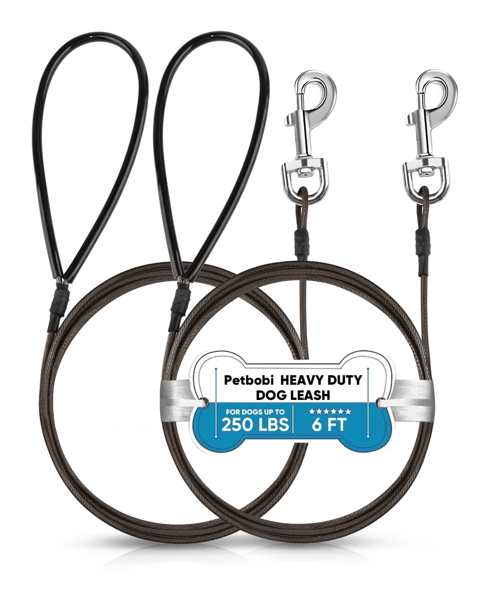 Petbobi Chew Proof Dog Leash, 6FT Coated Metal Cable, Heavy Duty, Chew ...