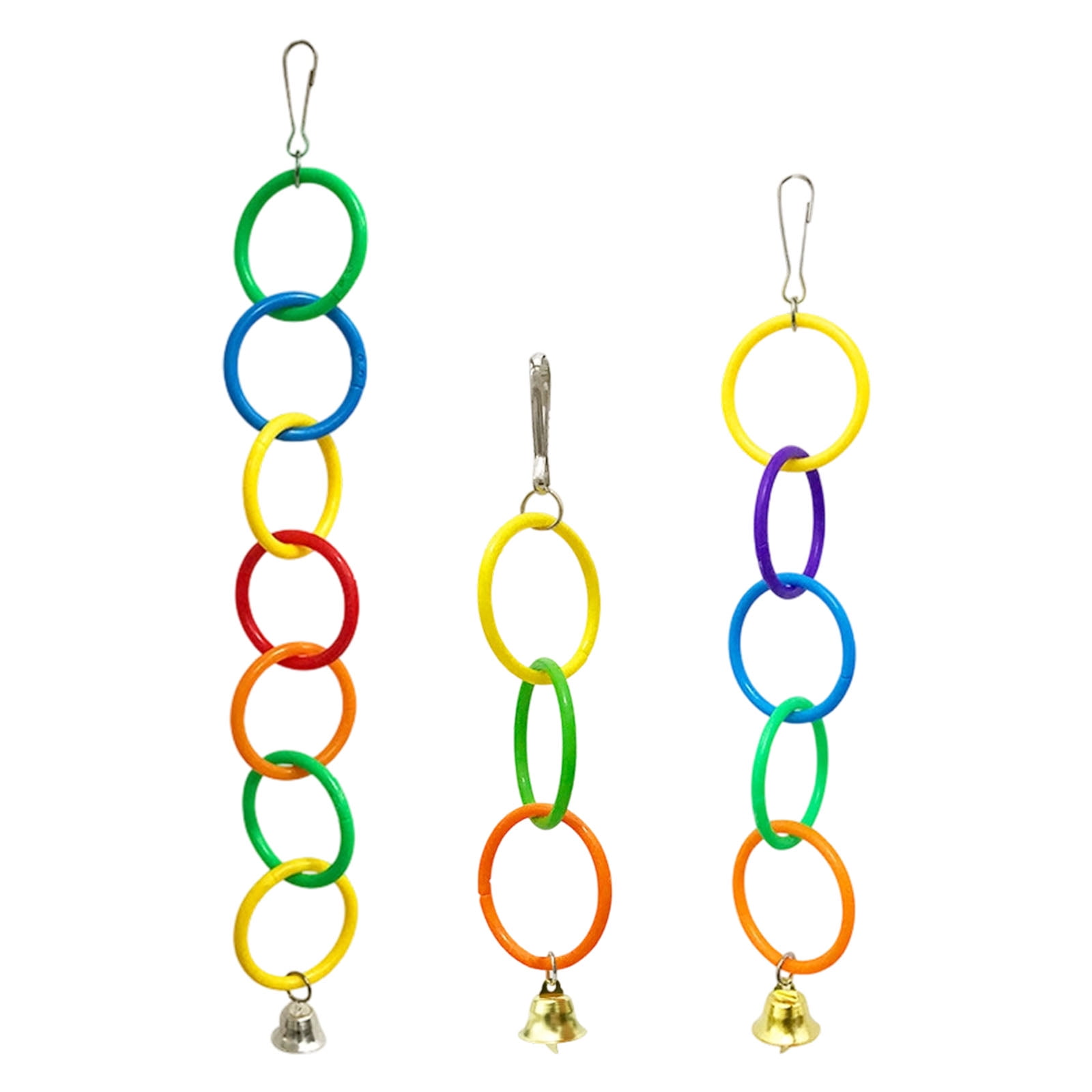 Chew Resistant Bells Toy Colorful Rings Construction Promotes Beak ...