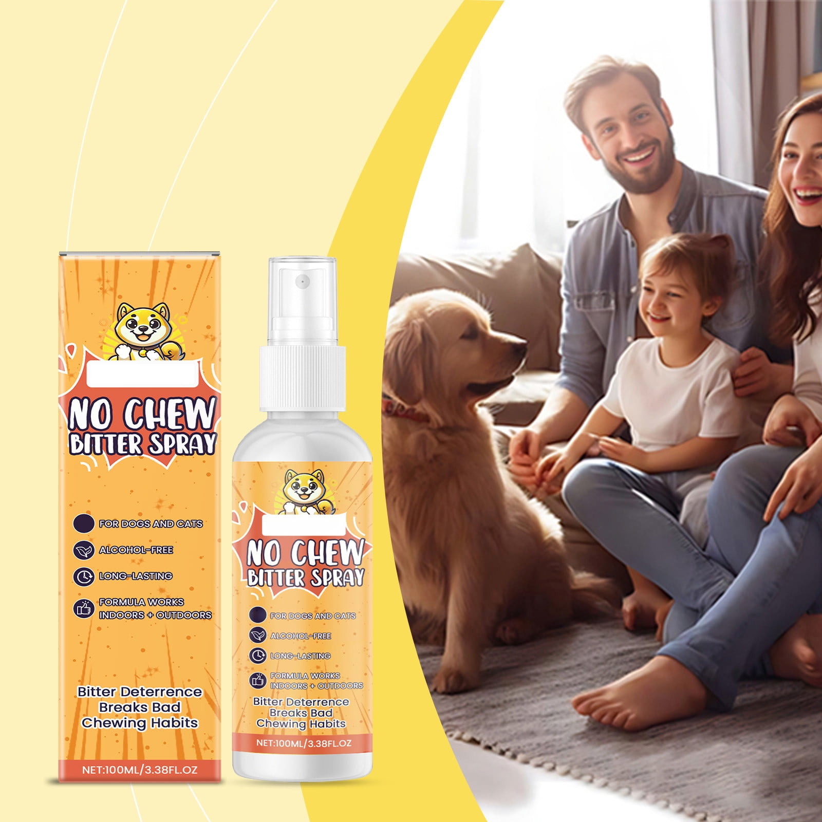 No Chew Spray for Dogs 100ML, Bitter Apple Spray for Dogs Stop Chewing ...