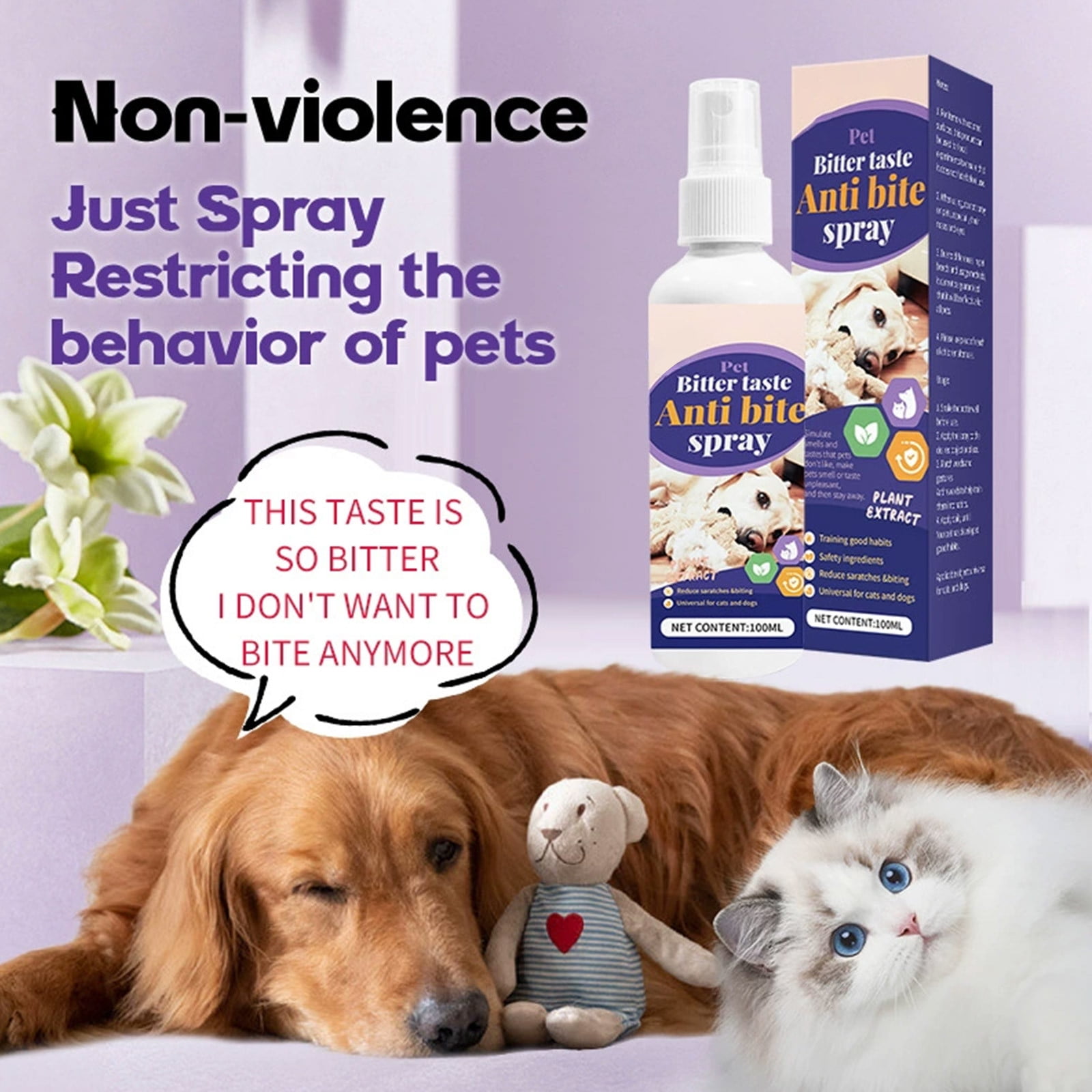 No Chew Spray for Dogs, 200ML Bitter Apple Spray for Dogs to Stop ...