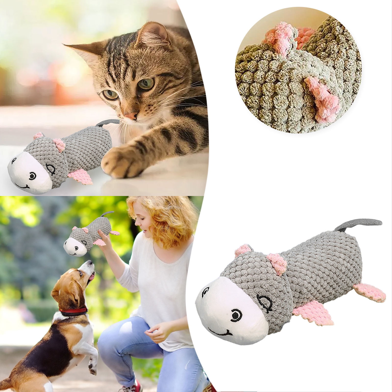 Chew Toys for Dogs - Interactive Hippo Squeaky Toy with Crinkle Paper ...