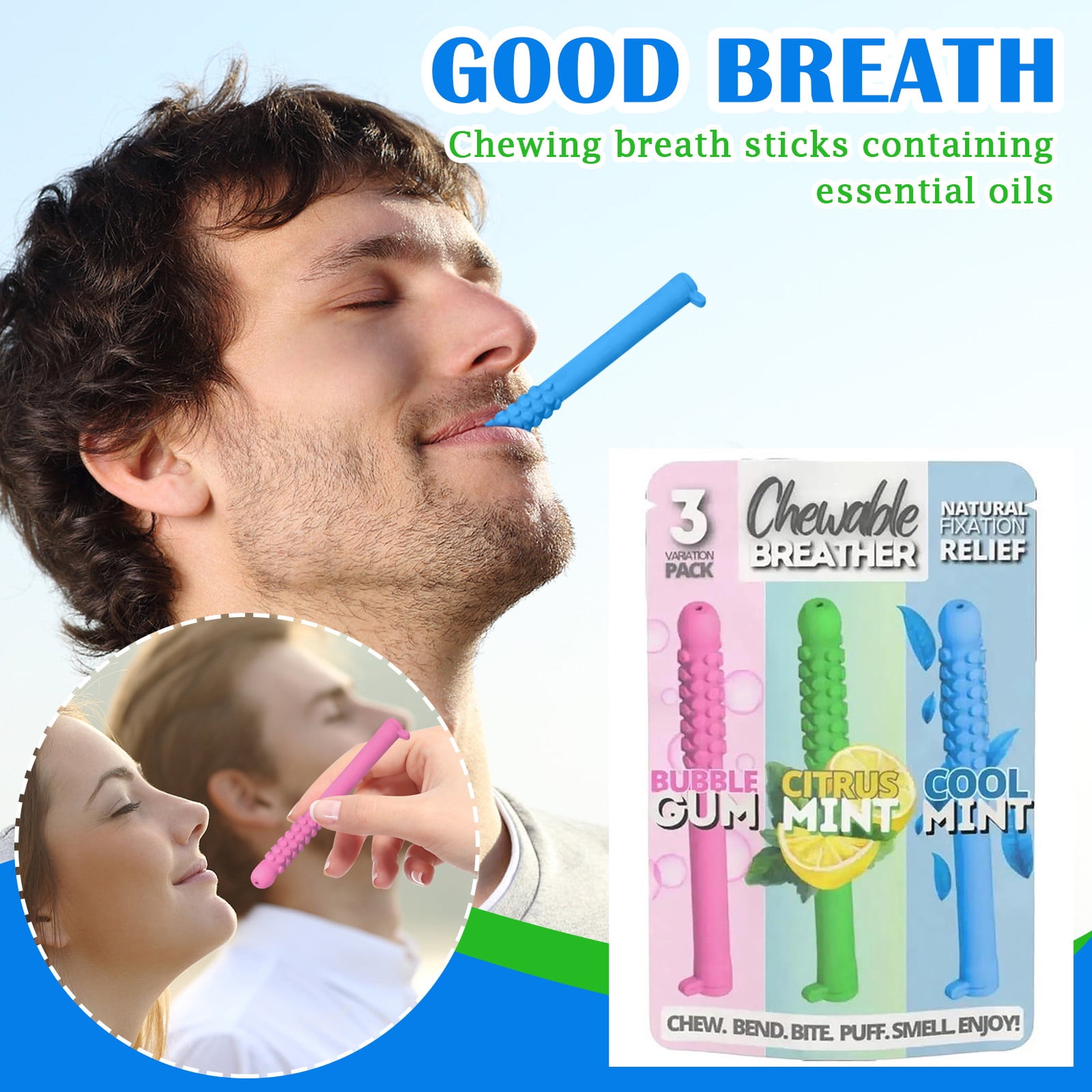 Chewable Breather Quit Smoking, Chewable Breather Sticks for Non-Edible ...