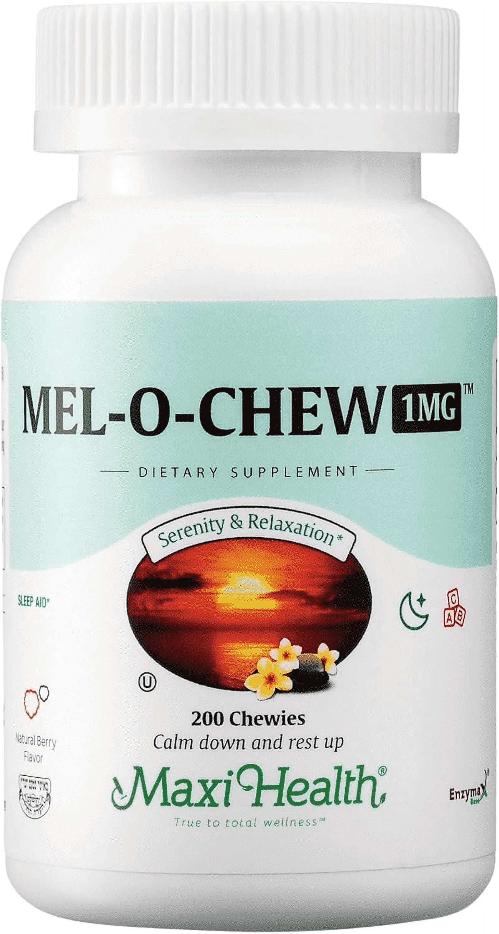 Maxi Health, Mel-O Chew Melatonin, 1mg, Berry Flavor, 200 ct - Walmart.com