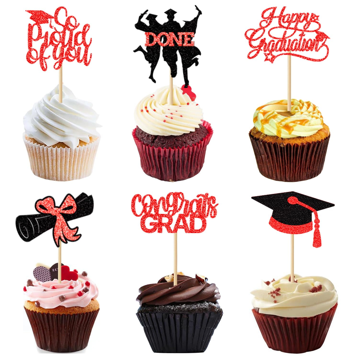 Chewarelly 24 PackTRDN 2025 Congrats Grad Cupcake Toppers Set ...