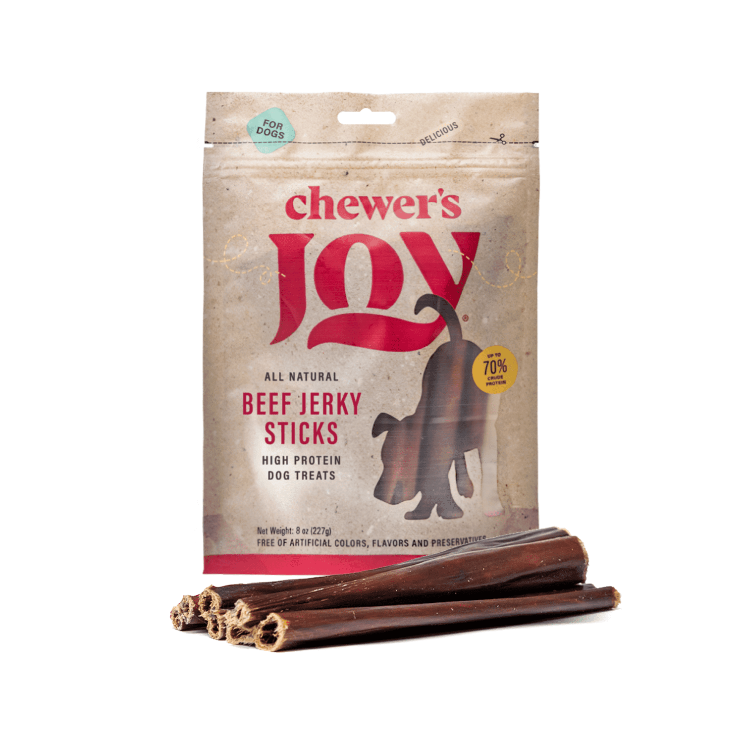 Chewer's Joy Beef Jerky Stick 5–6" (8oz) – Natural Dog Treats – Single ...