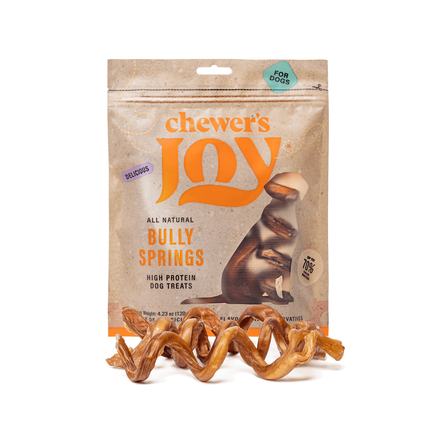 Chewer's Joy Bully Spring 6–7" (6CT) – Natural Dog Treats – Long ...
