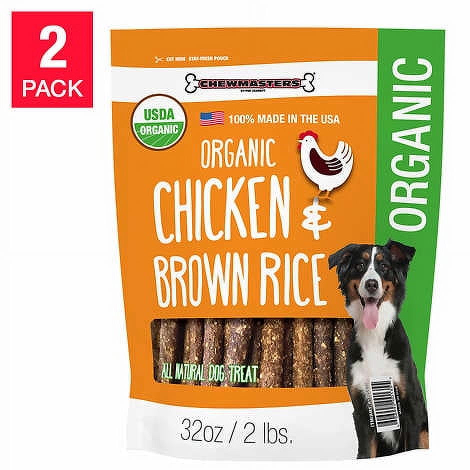 Chewmasters Organic Chicken & Brown Rice Dog Treats, 32 oz, 2-count ...