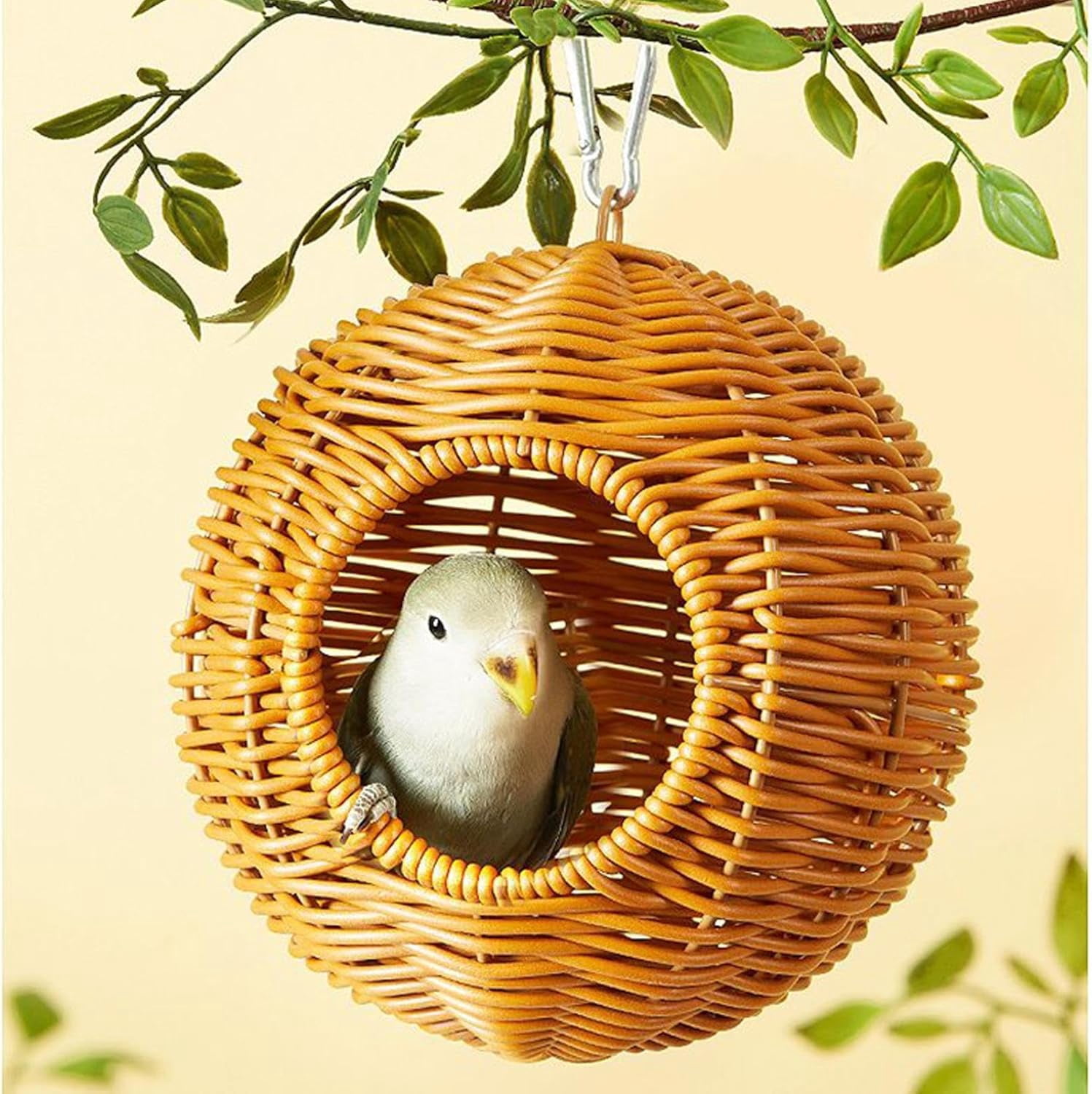 Chewproof Steel Frame Bird Nest, Imitation Rattan Bird Nest, Washable ...