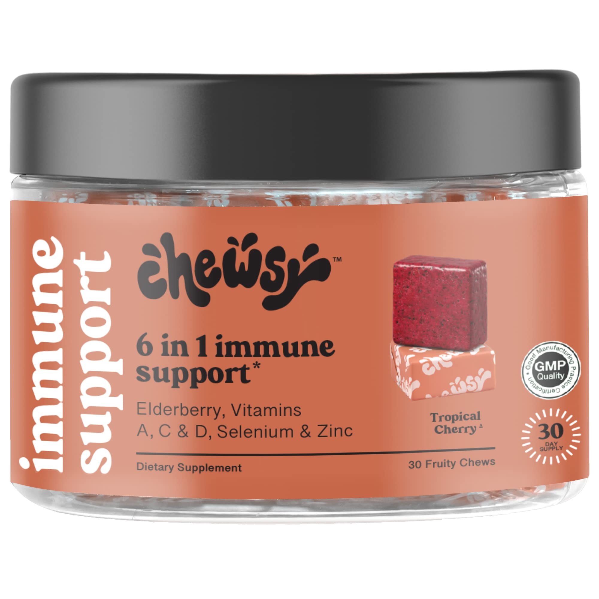 Chewsy 6-in-1 Immune Support Supplement Fruity Chews with Elderberry ...