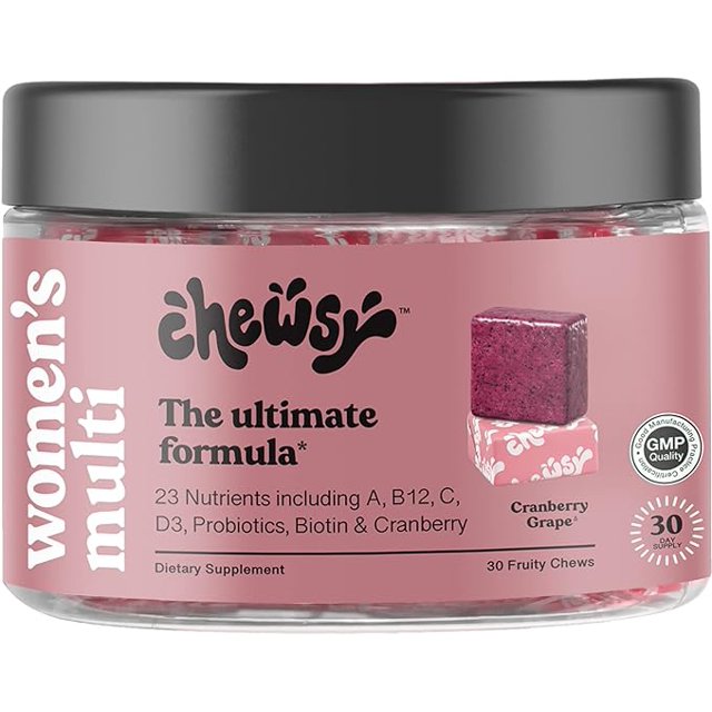 Chewsy Women's Multivitamin Cranberry Grape Fruity Chews - 30-Day ...