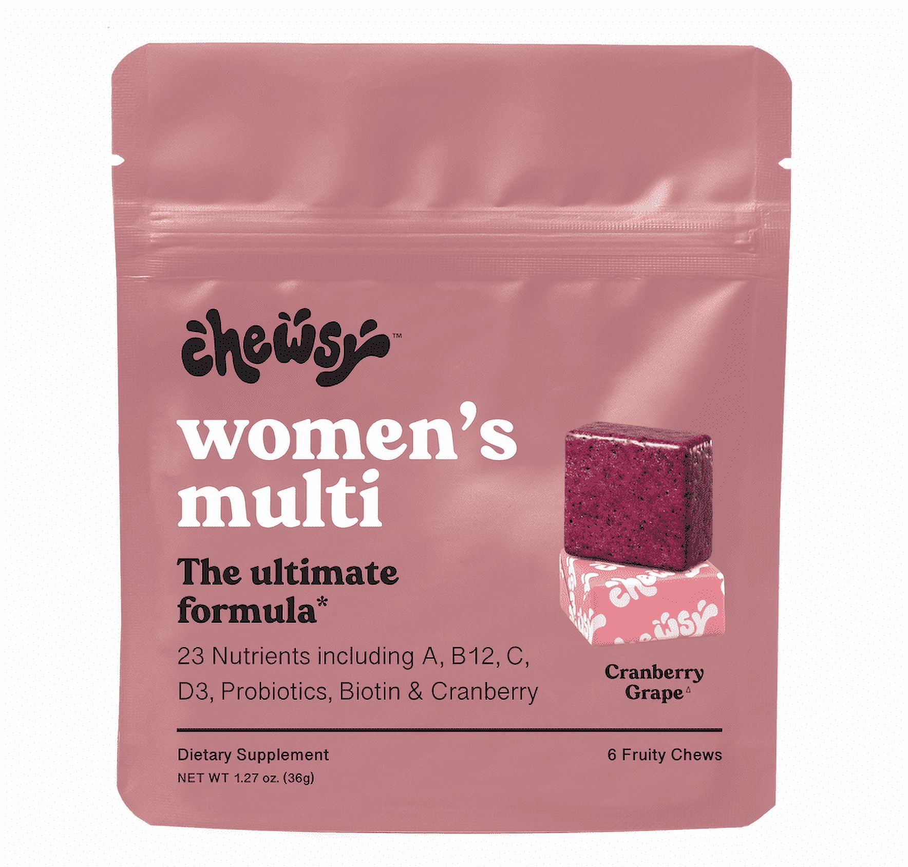 Chewsy Women's Multivitamin Cranberry Grape Fruity Chews - 6-Day Supply ...