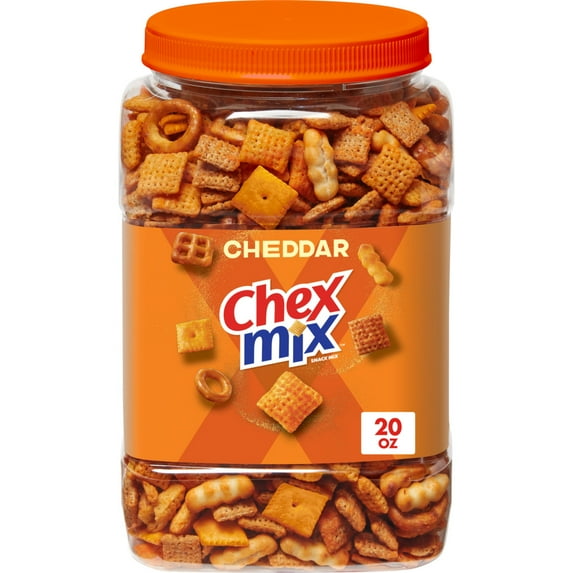 Chex Mix Cheddar Snack Mix, Salty Snacks Tub, 20 oz - Walmart.com