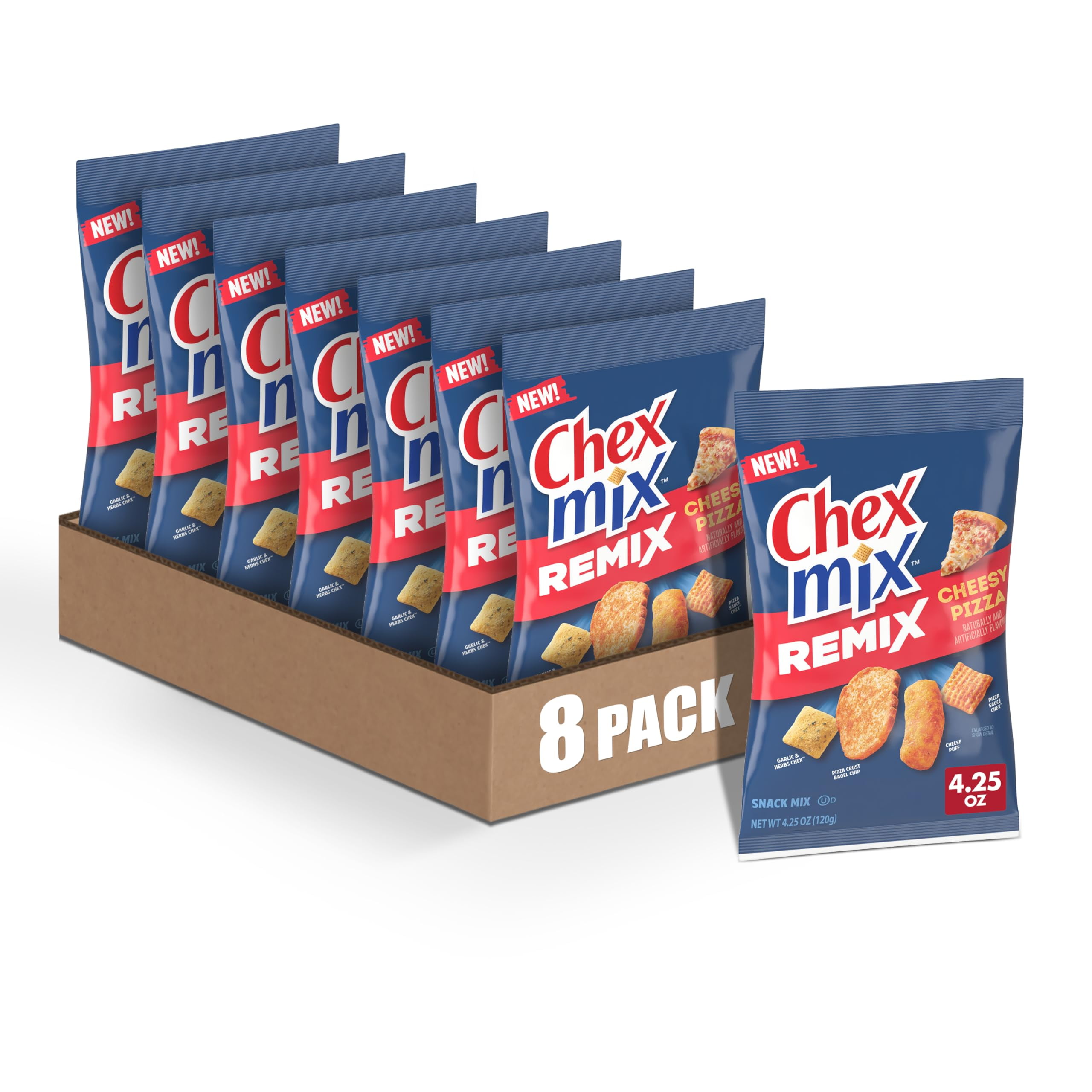 Chex Mix Cheesy Pizza SE33 Snack Mix, 4.25 OZ (Pack of 8) - Walmart.com