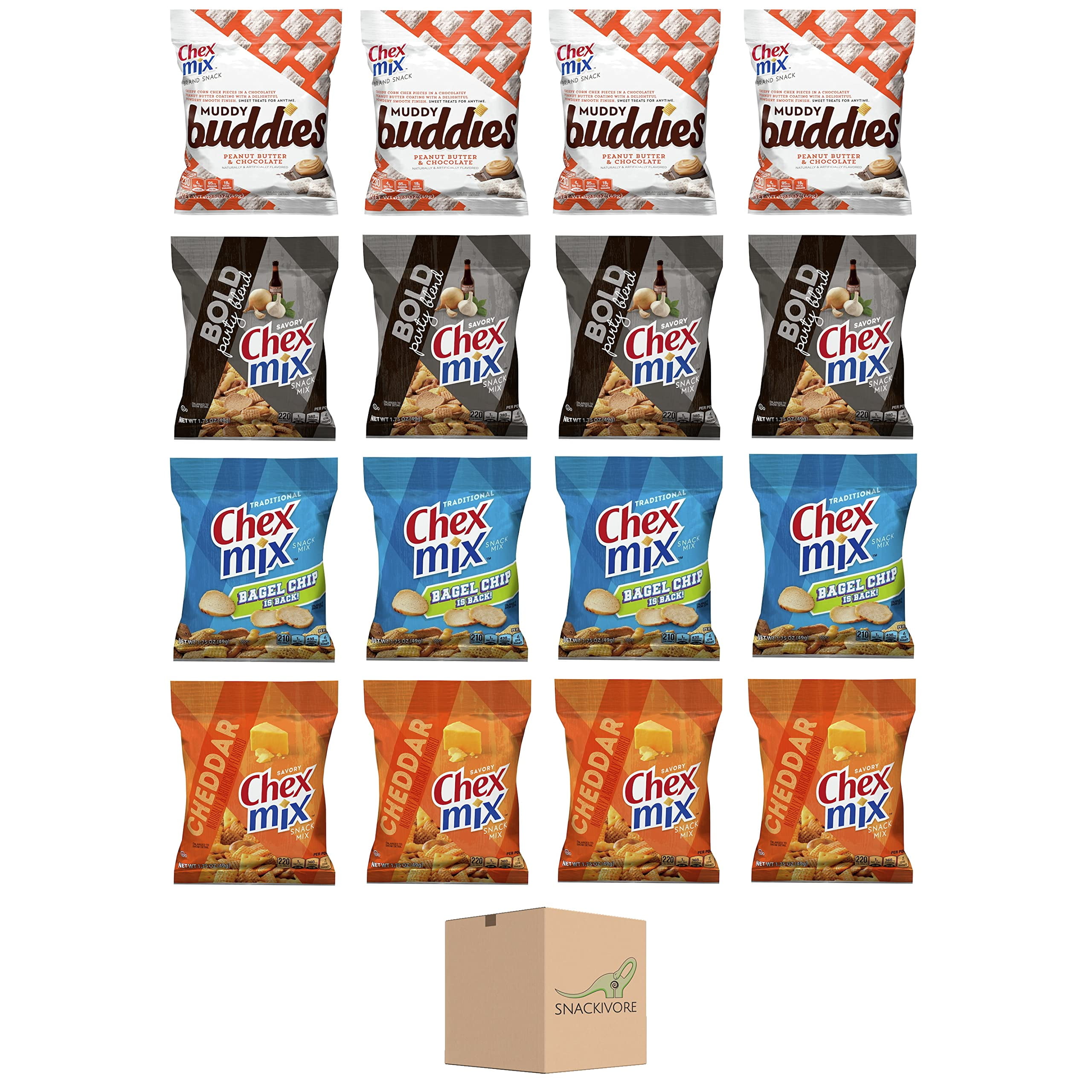 Chex Mix Individual Packs KEF16 - 16 Count- 4 Each of 4 Flavors of Chex ...