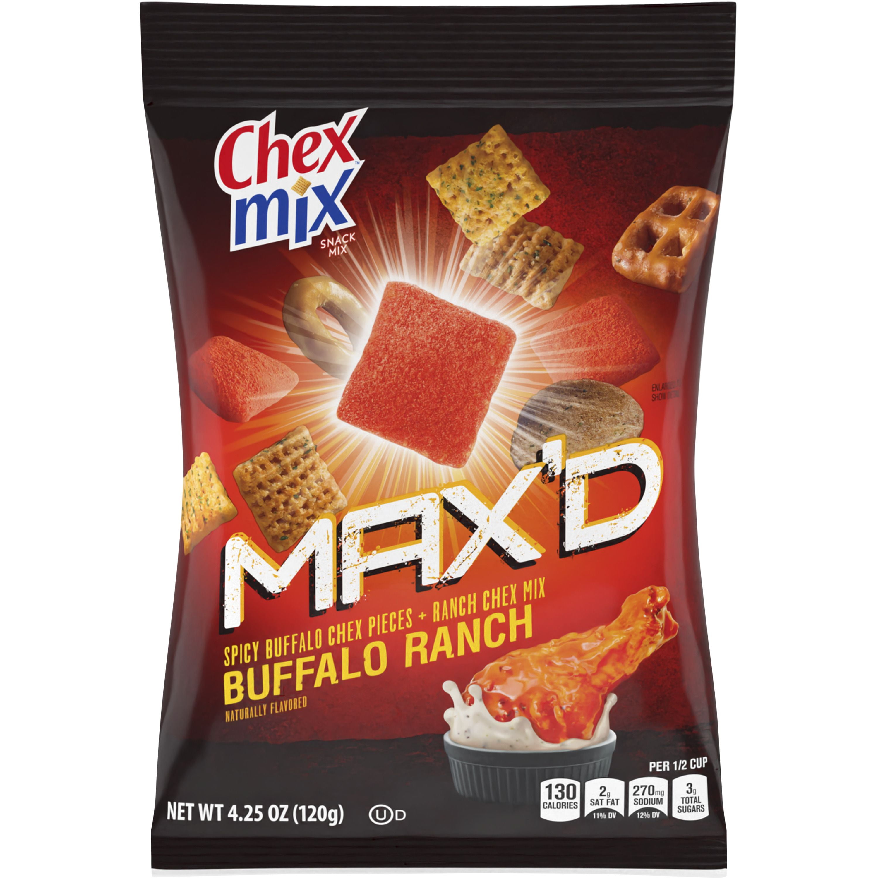Chex Mix Max'd Buffalo Ranch, 4.25 oz (Pack of 8) – Bold Snack Mix ...