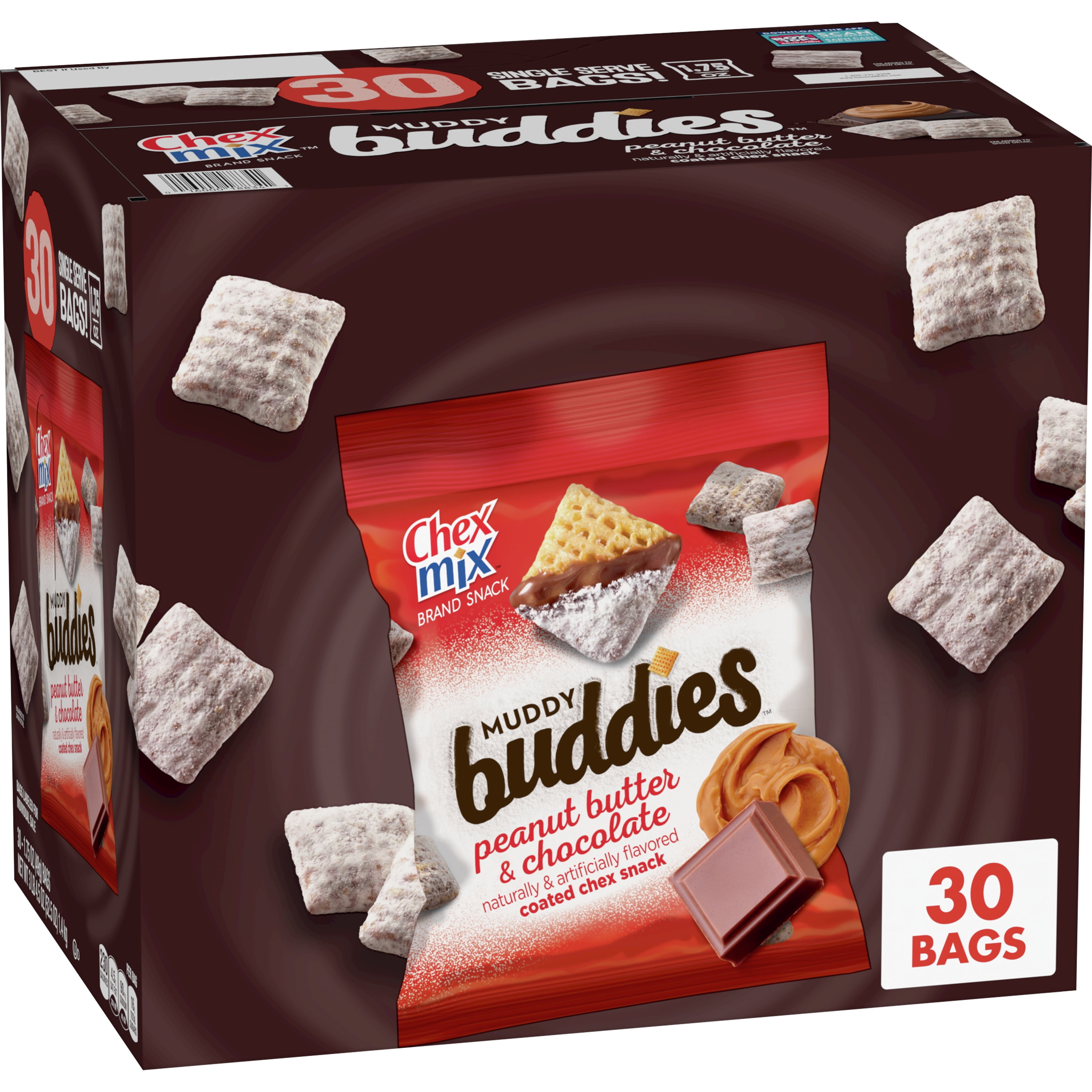 Chex Mix Muddy Buddies Peanut Butter & Chocolate Snack Packs, 30 Count ...