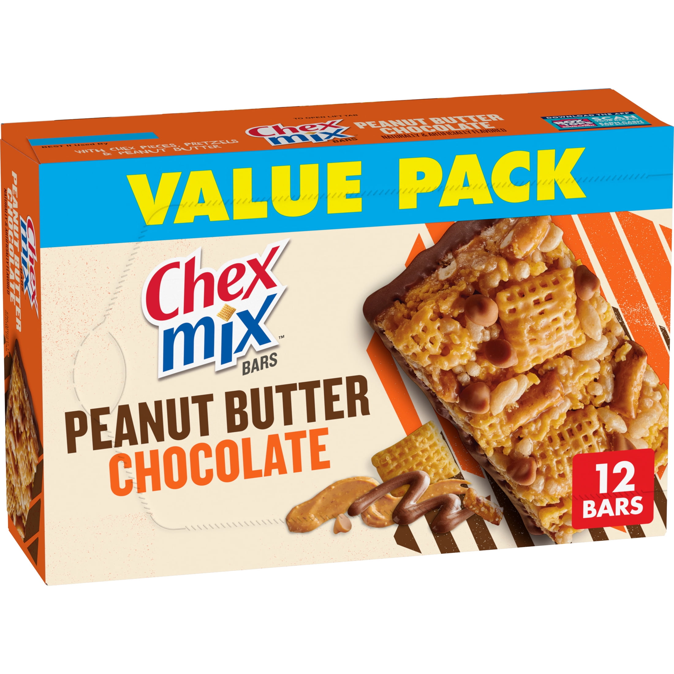 Chex Mix Peanut Butter Chocolate Snack Bars, Value Pack, Convenient On ...