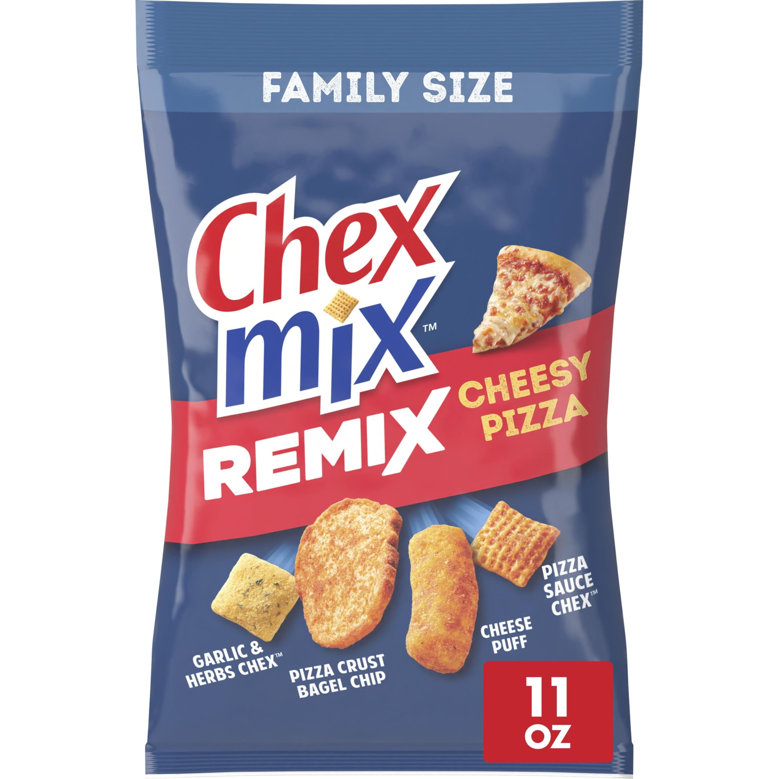 Chex Mix Remix Cheesy MFF30 Pizza Snack Mix, Snacks, Family Size, 11 oz ...