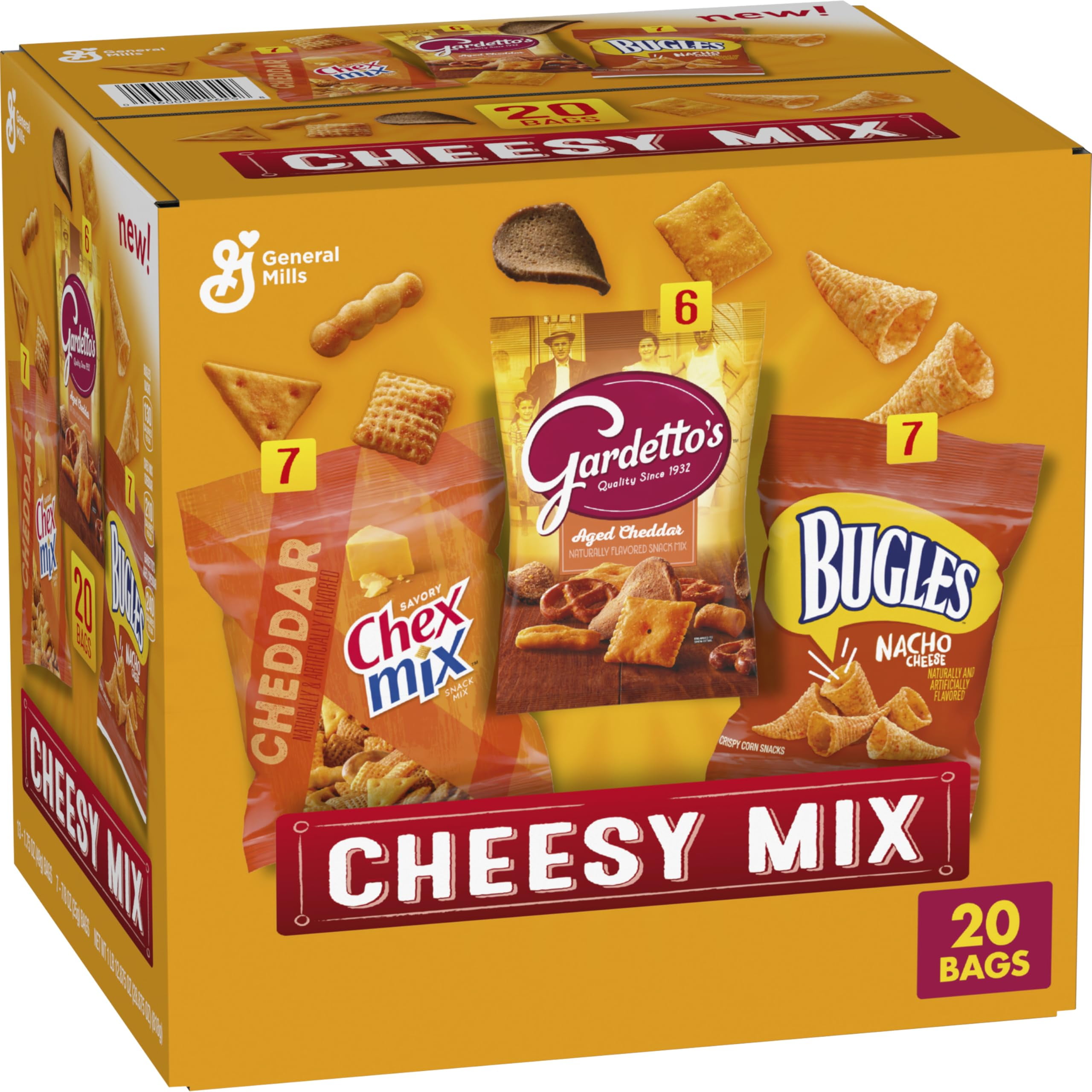 Chex Mix Savory Cheddar OIF8 Cheese, Bugles Nacho Cheese, Gardetto's ...