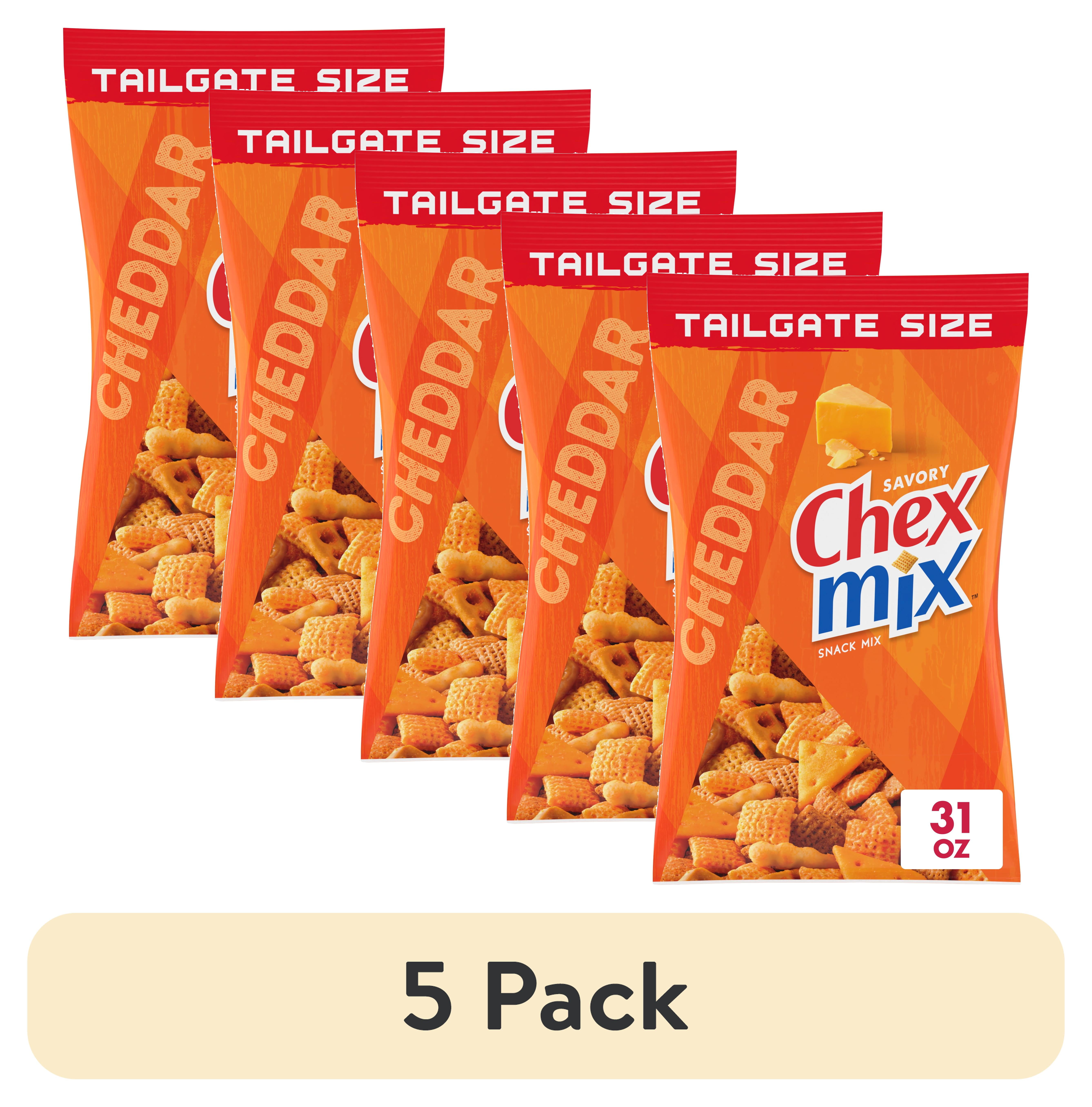 (5 pack) Chex Mix Snack Mix, Cheddar, Savory Snack Bag, Tailgate Size ...