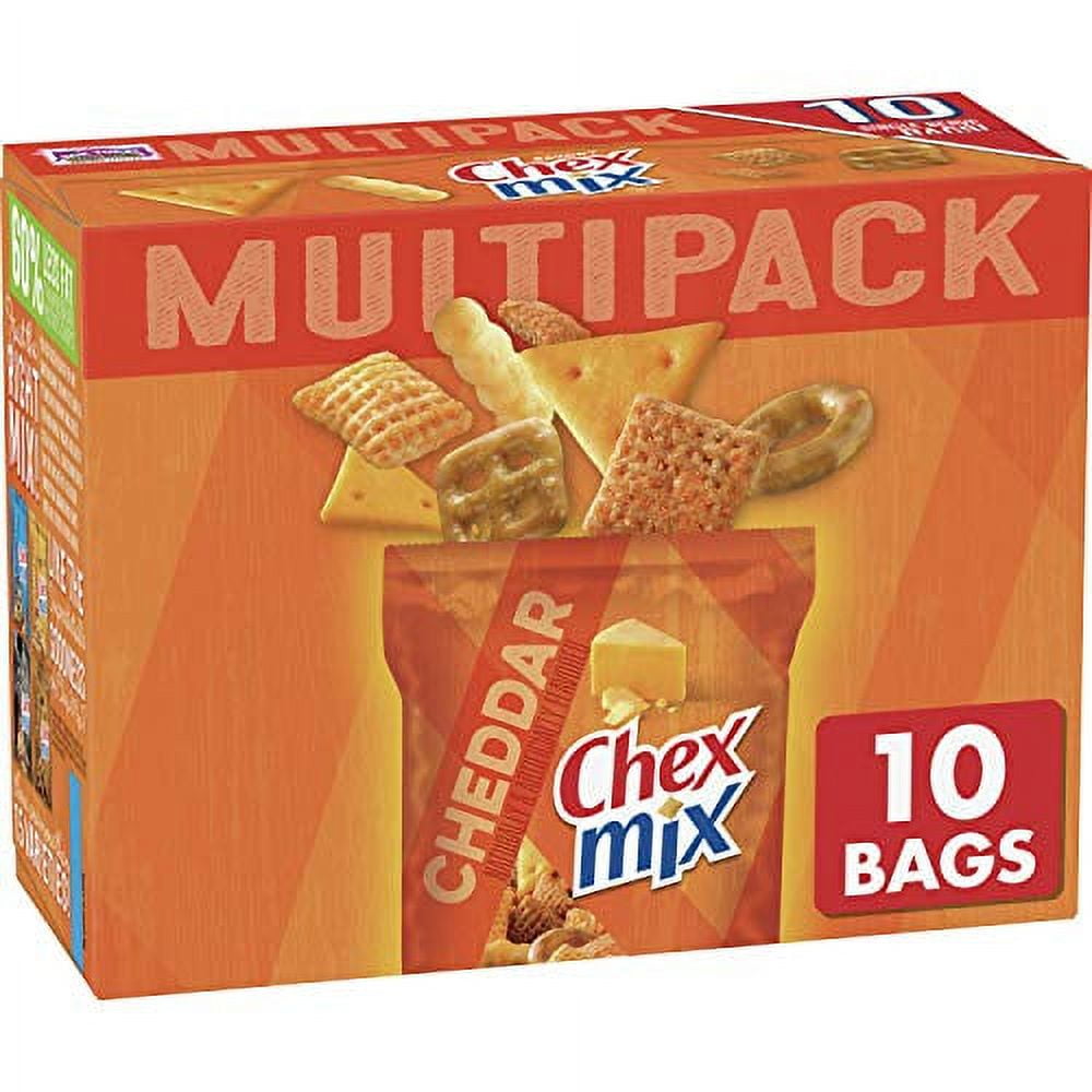 Chex Mix Snack Mix, Cheddar, Savory Snack Bags, Multipack, 1.75 oz, 10 ...