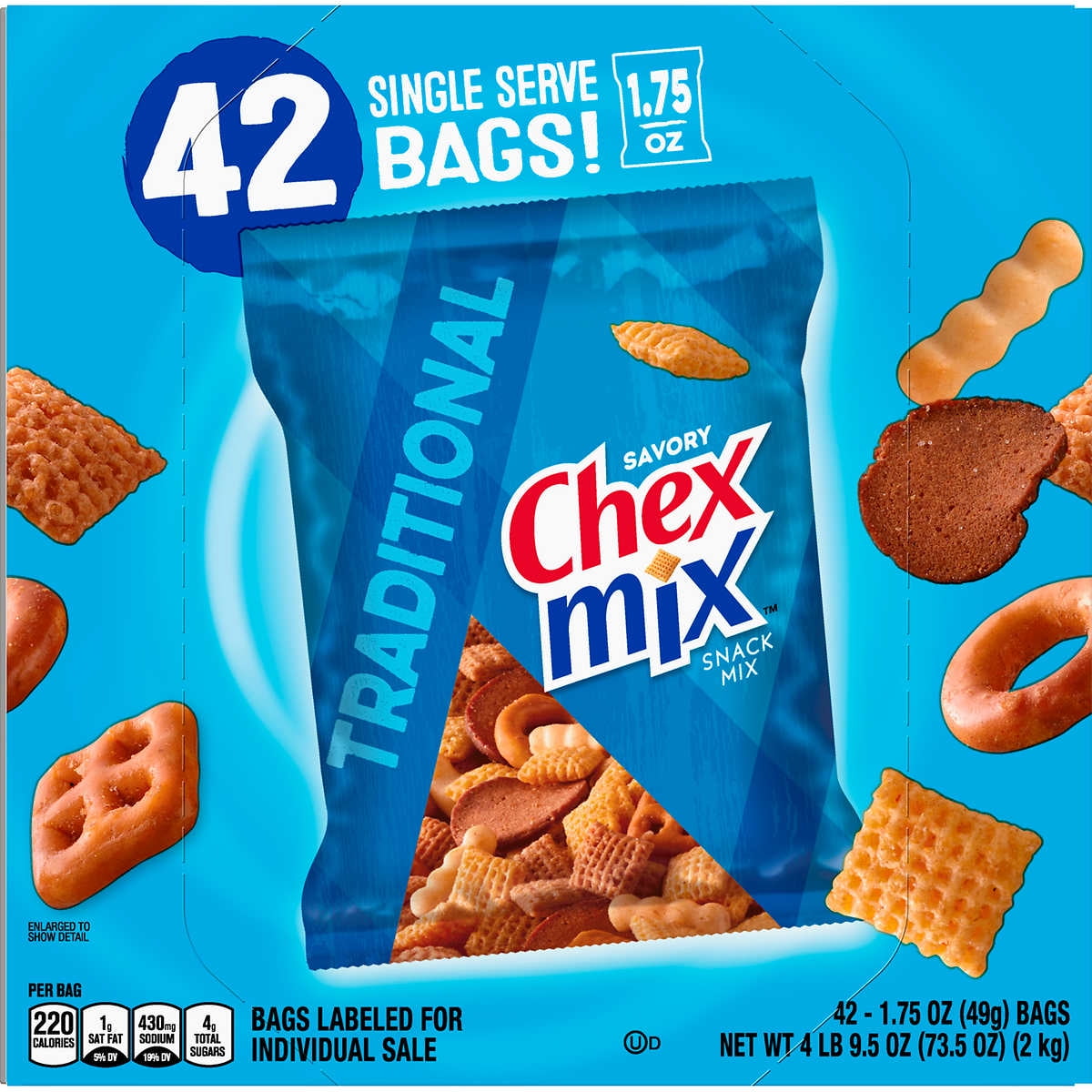 Chex Mix Traditional Snack Mix, 1.75 oz, 42 ct Bulk Bag, Individual Original Flavor - Walmart.com
