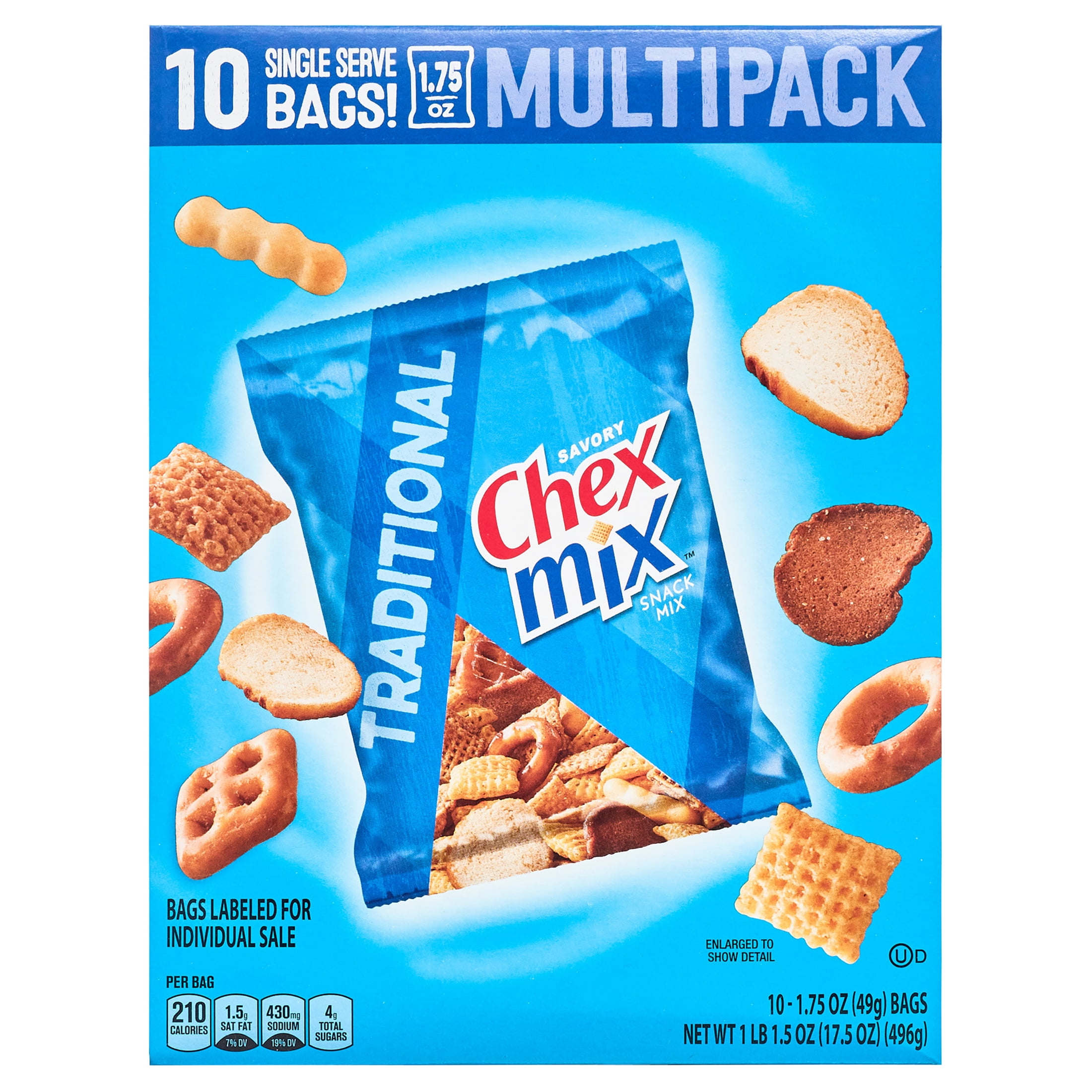 Chex Mix Snack Party Mix, Traditional, Multipack, Pub Mix Snack Bags ...