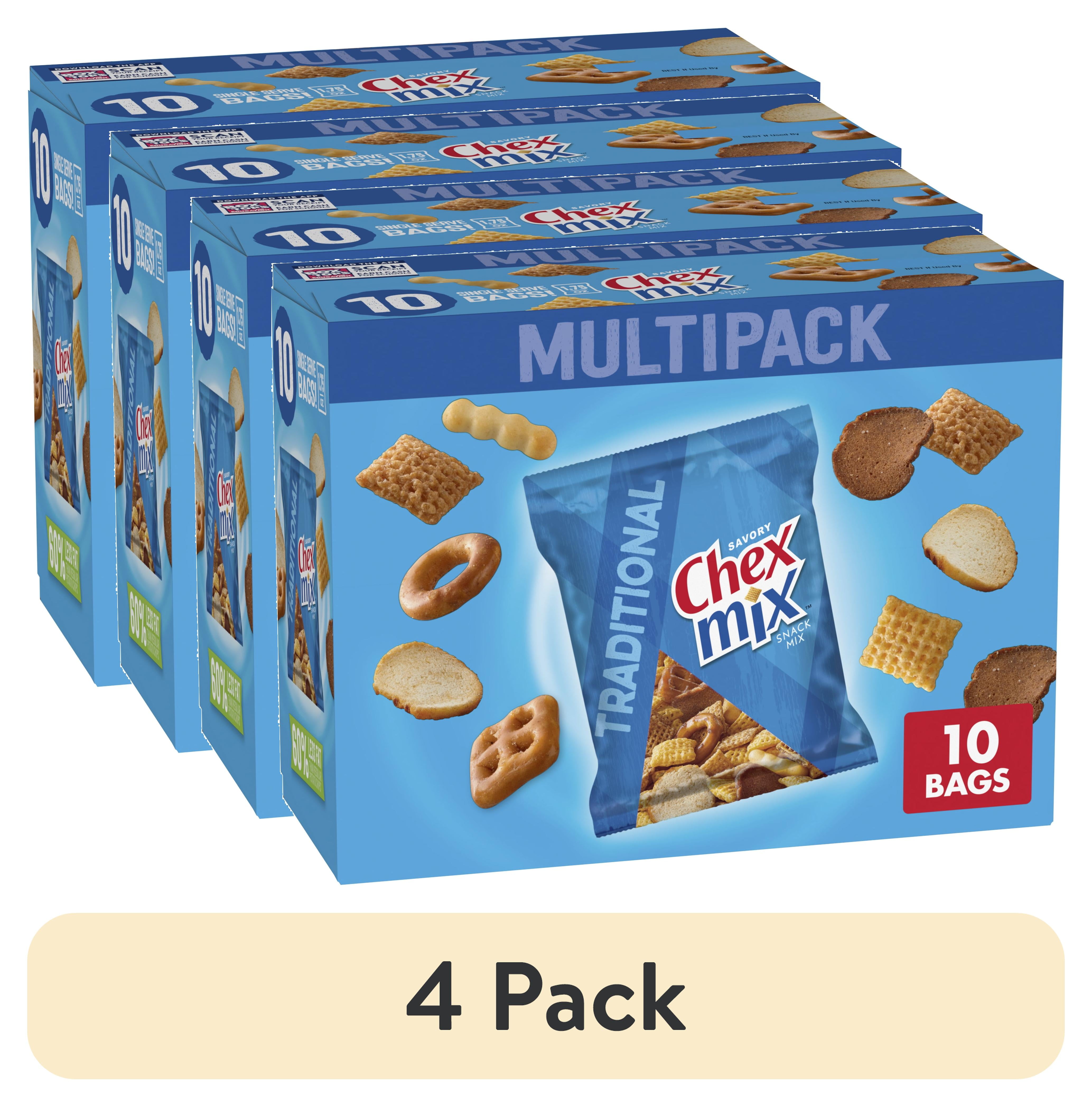 (4 pack) Chex Mix Snack Party Mix, Traditional, Multipack, Pub Mix Snack Bags, 10 ct - Walmart.com
