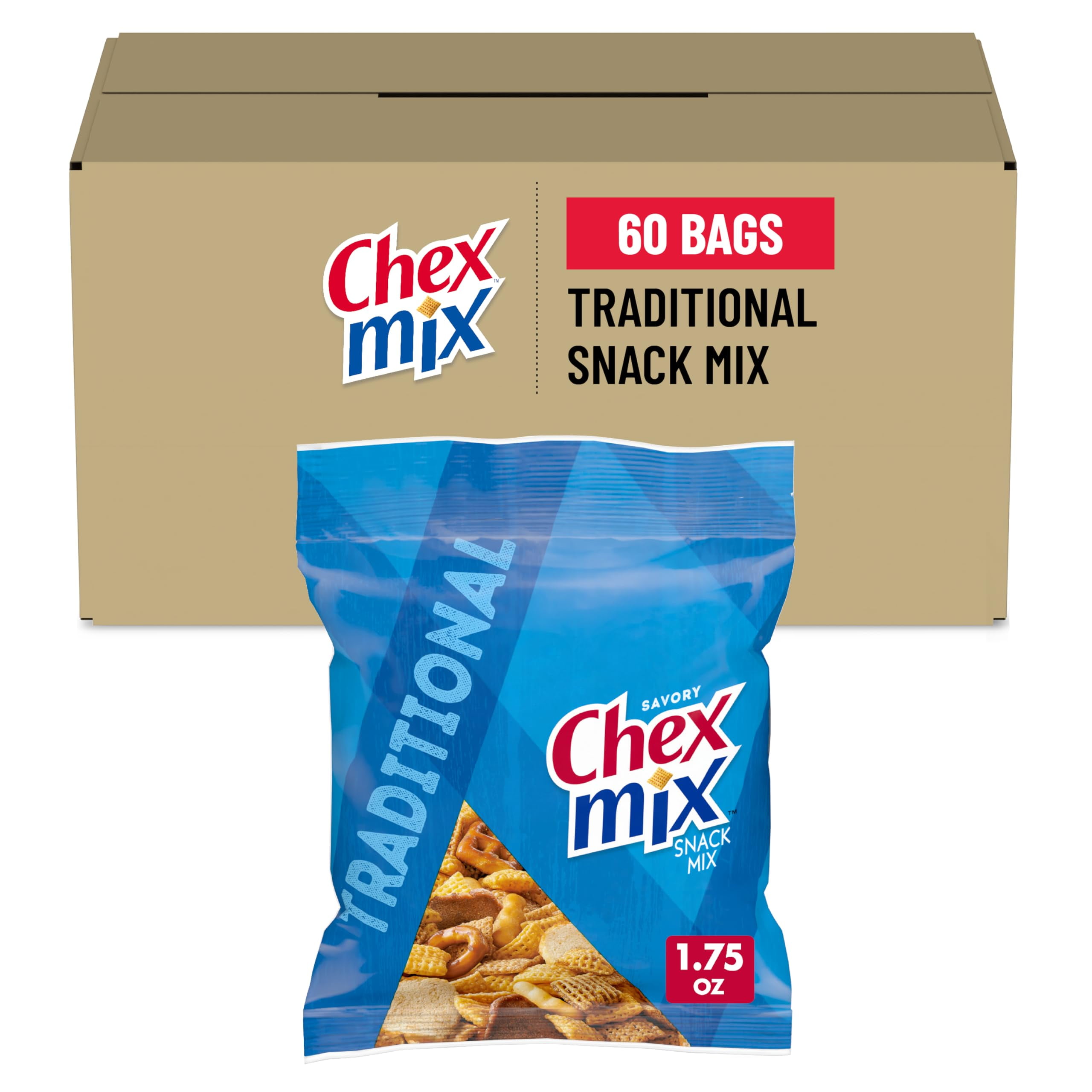 Chex Mix Traditional Flavor ESF27 Snack Mix, 1.75-Ounce Single Serve ...