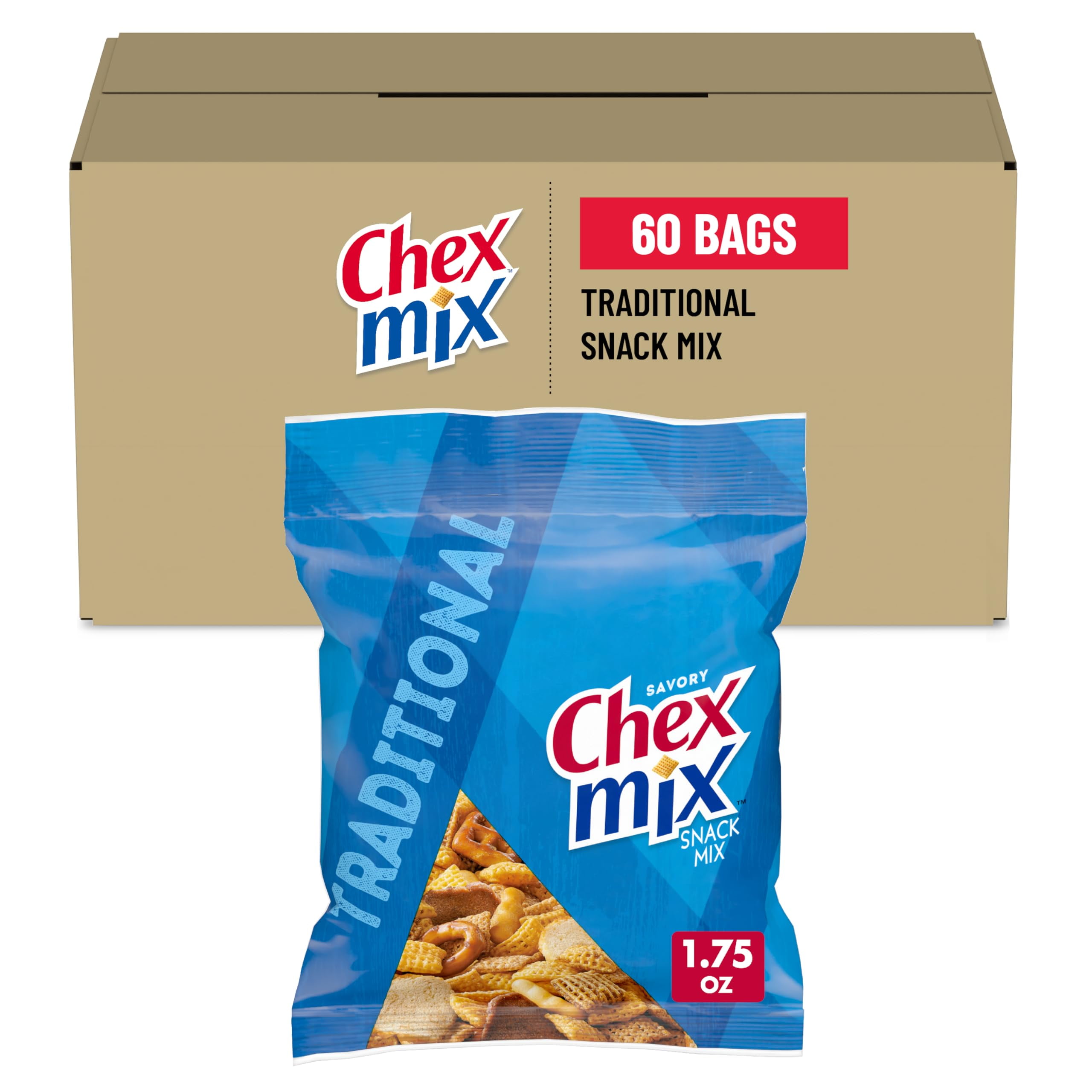 Chex Mix Traditional Flavor Snack Mix, NSD3 1.75-Ounce Single Serve ...