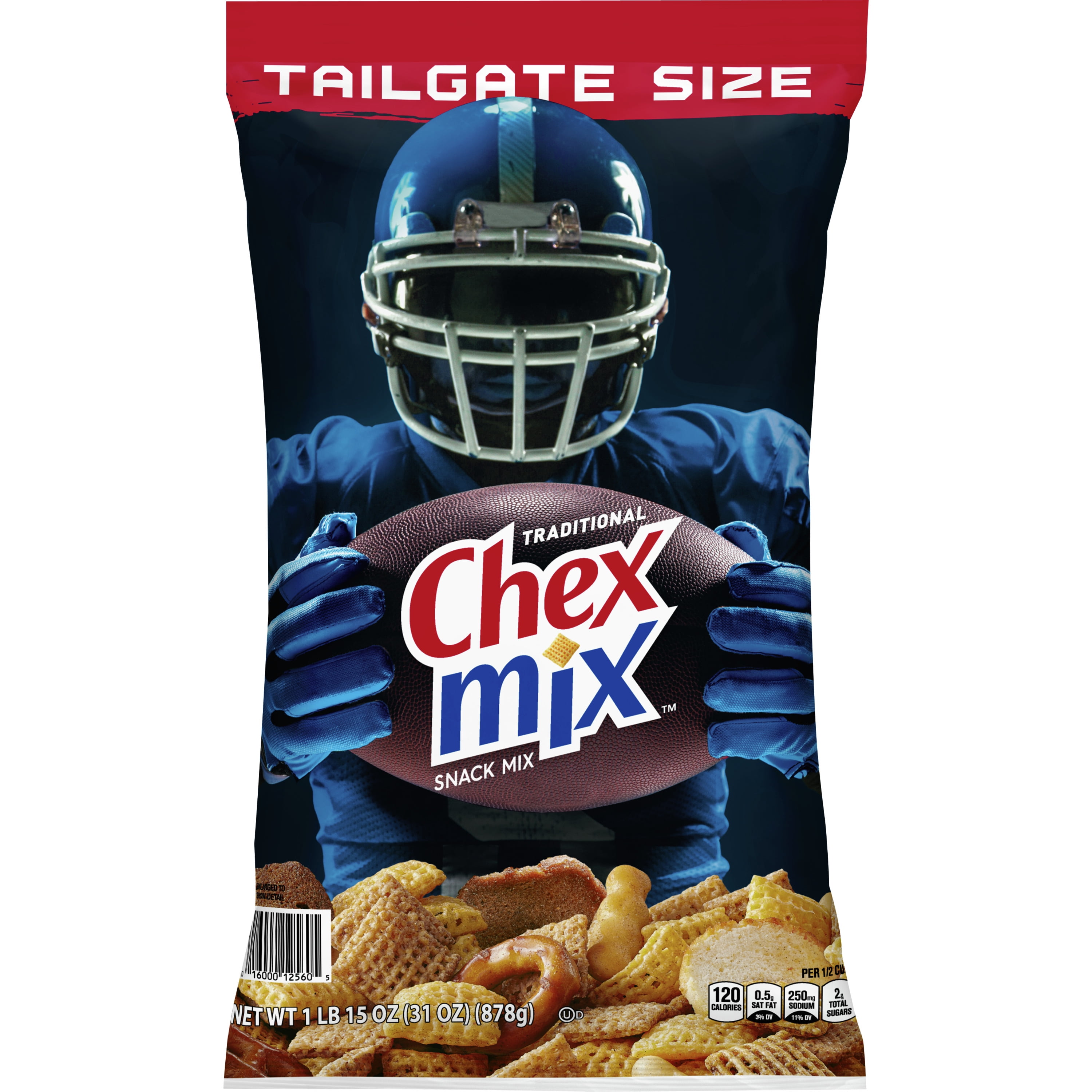 Chex Mix Traditional Savory Snack Mix, Tailgate Size, 31 oz Bag ...