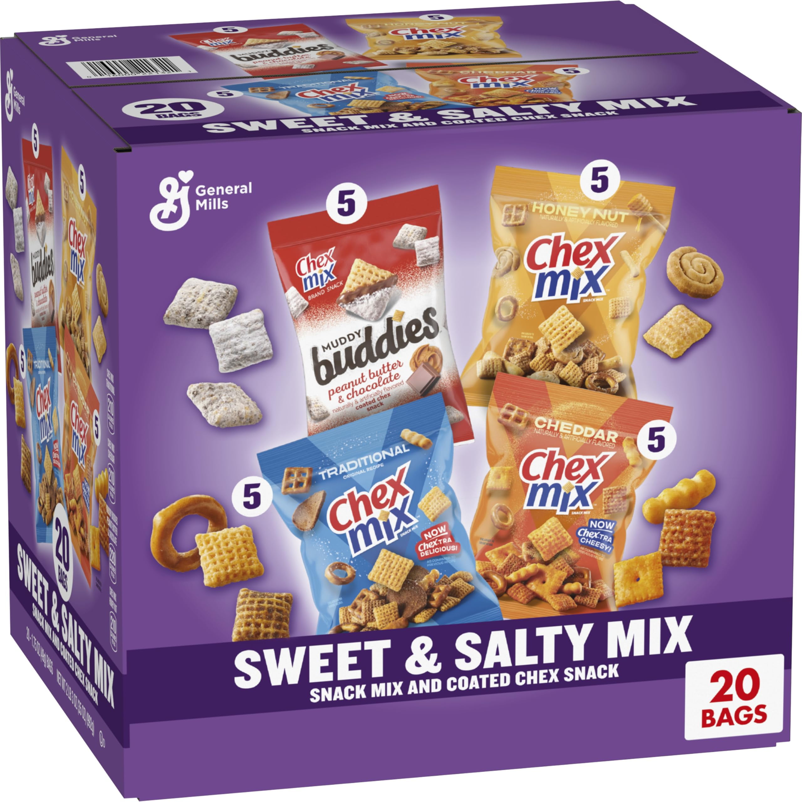 Chex Sweet & Salty Snack Variety Pack, Individually Wrapped Snack Bags ...