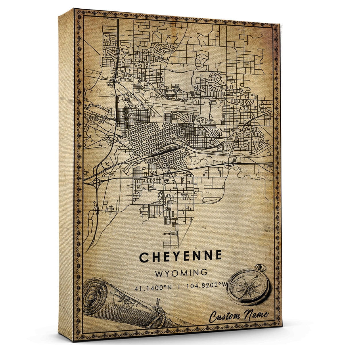 Cheyenne Map Poster, Wyoming Map Art Poster, Canvas, Cheyenne Map City ...