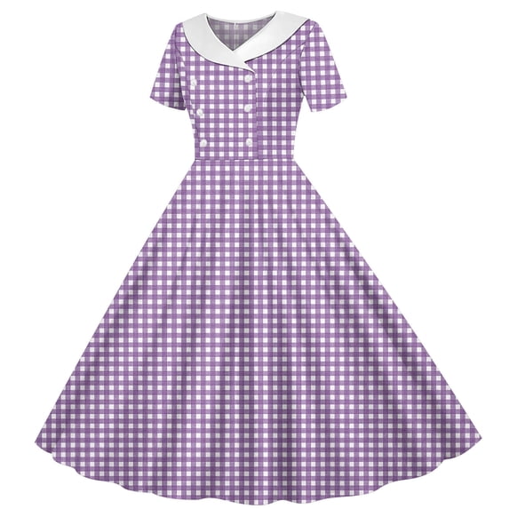 Cheytotty Girls Skater Dress, Short Sleeve Turndown Neck, A Line ...