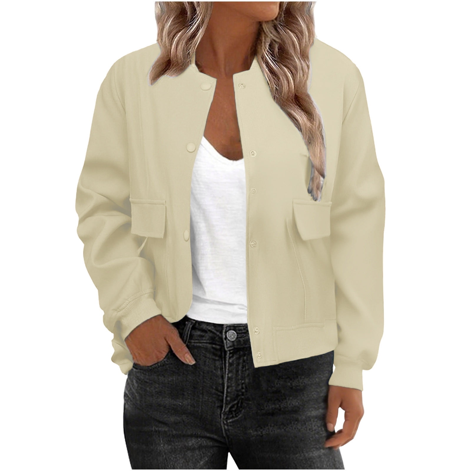 Cheytotty Jacket For Women Casual Button Down Jackets Collar Long ...