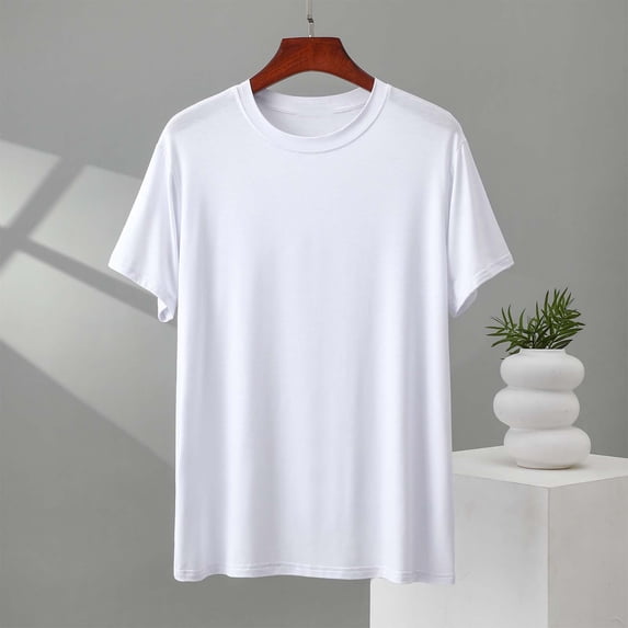 Cheytotty Mens Comfy Regular Tee, Round Neck Short Sleeve, Solid Color ...