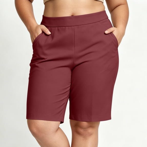 Cheytotty Women's Bermuda Shorts, High Waist Stretch Knee Length, Plus ...