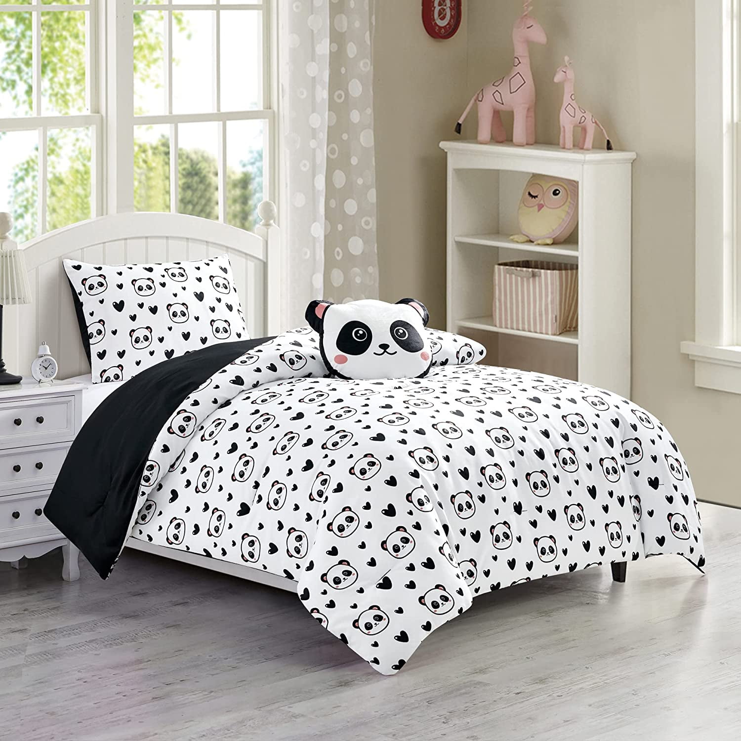 Chezmoi Collection 3-Piece Kids Love Panda Hearts Microfiber Comforter ...