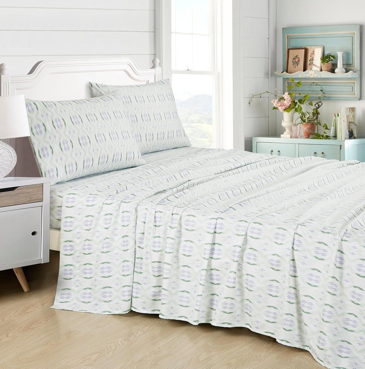 Chezmoi Collection 3-Piece Lodge Geometric Sheet Set Twin Size, Green ...