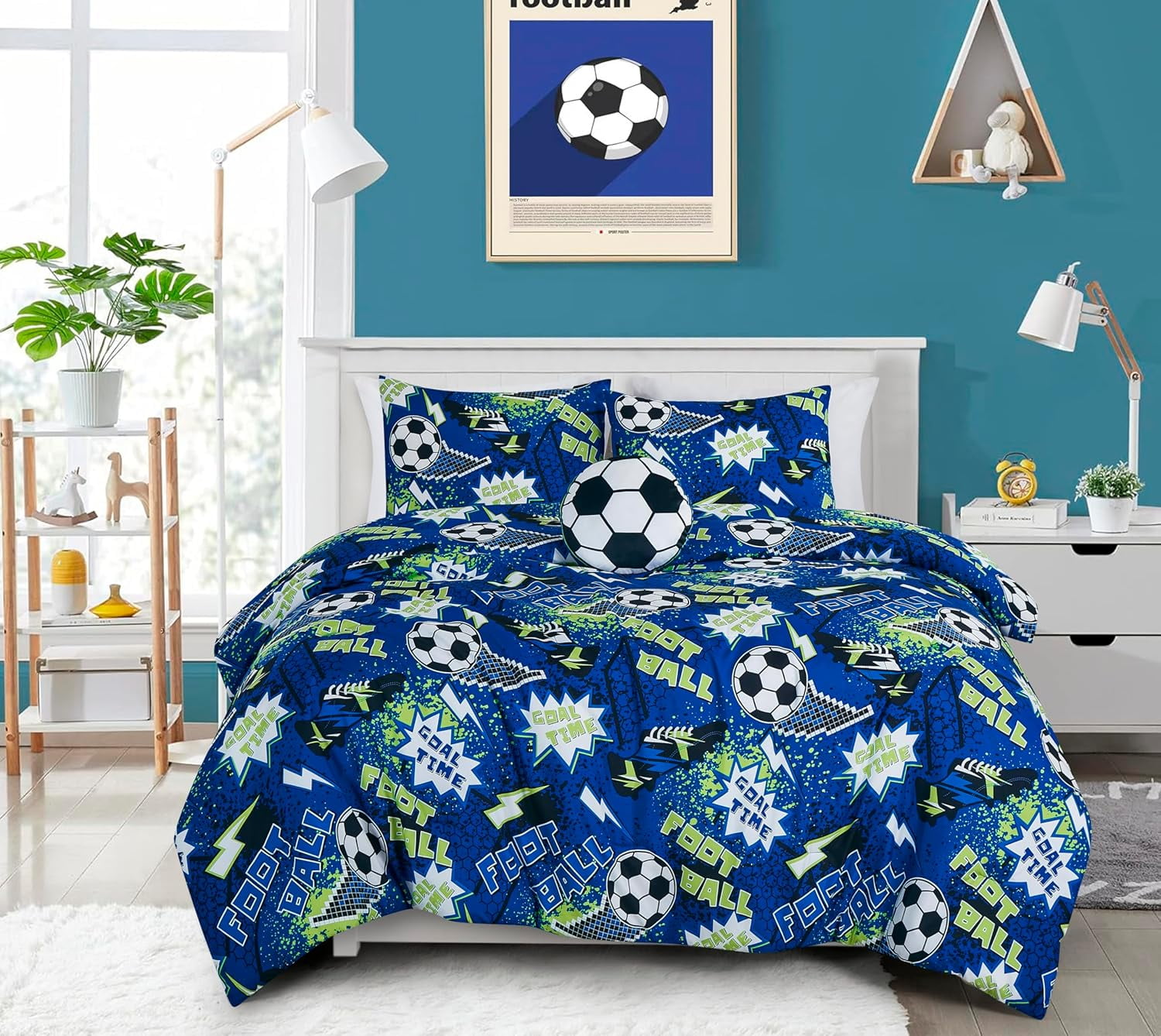 Chezmoi Collection 4-Piece Kids Football Soccer Bedding Comforter Set ...